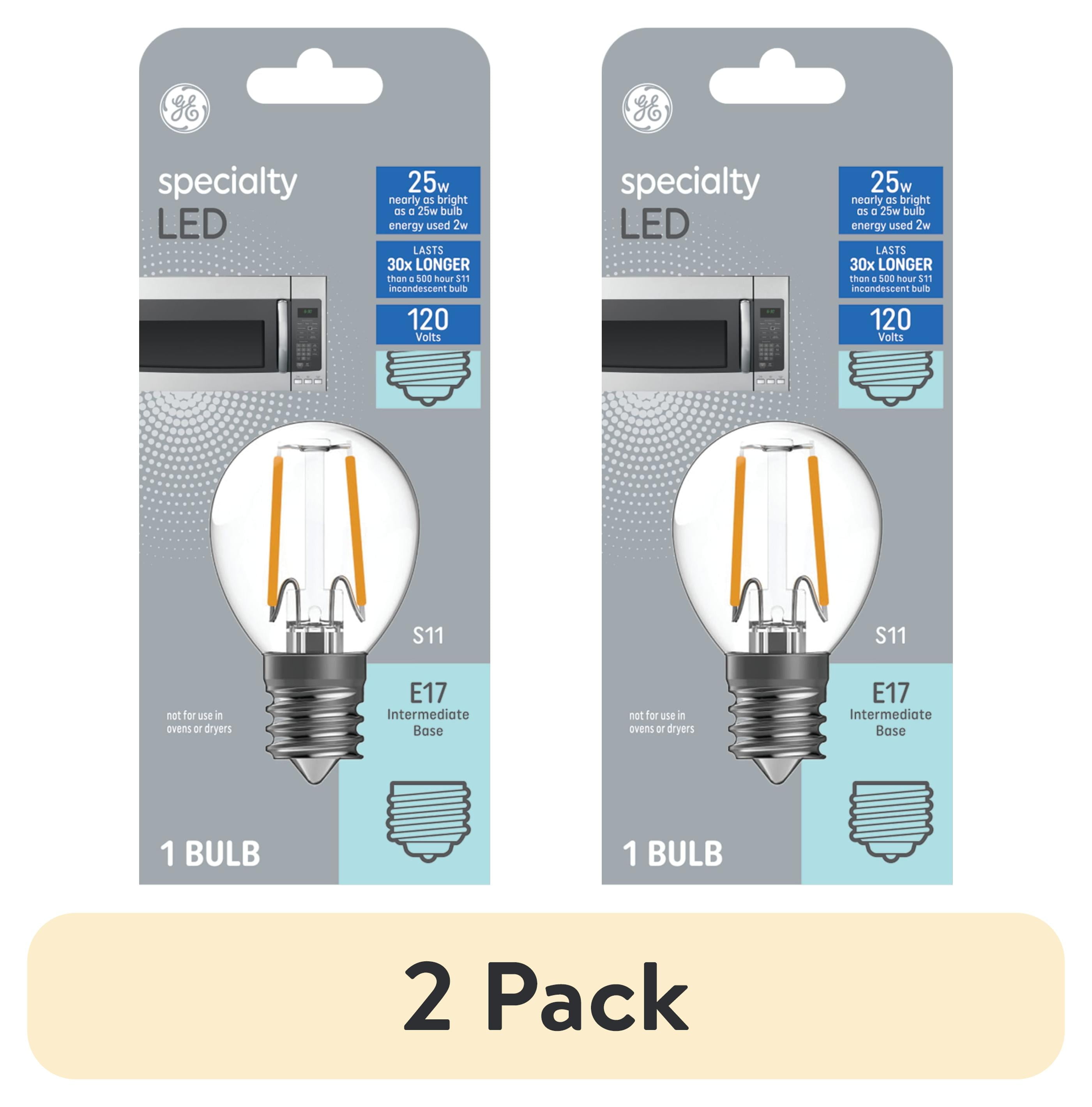 (2 pack) GE Appliance LED Light Bulb, 25 Watt, Soft White, S11 Bulb ...