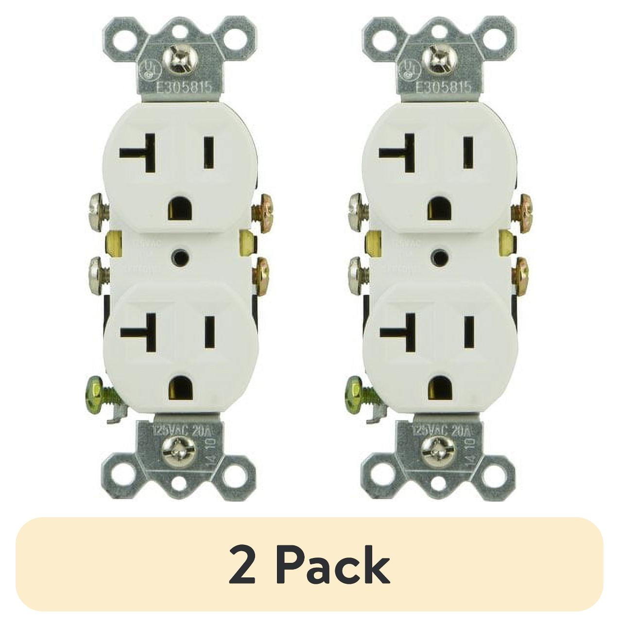(2 pack) GE Grounding Heavy-Duty Duplex Receptacle Outlet, White, 20A ...