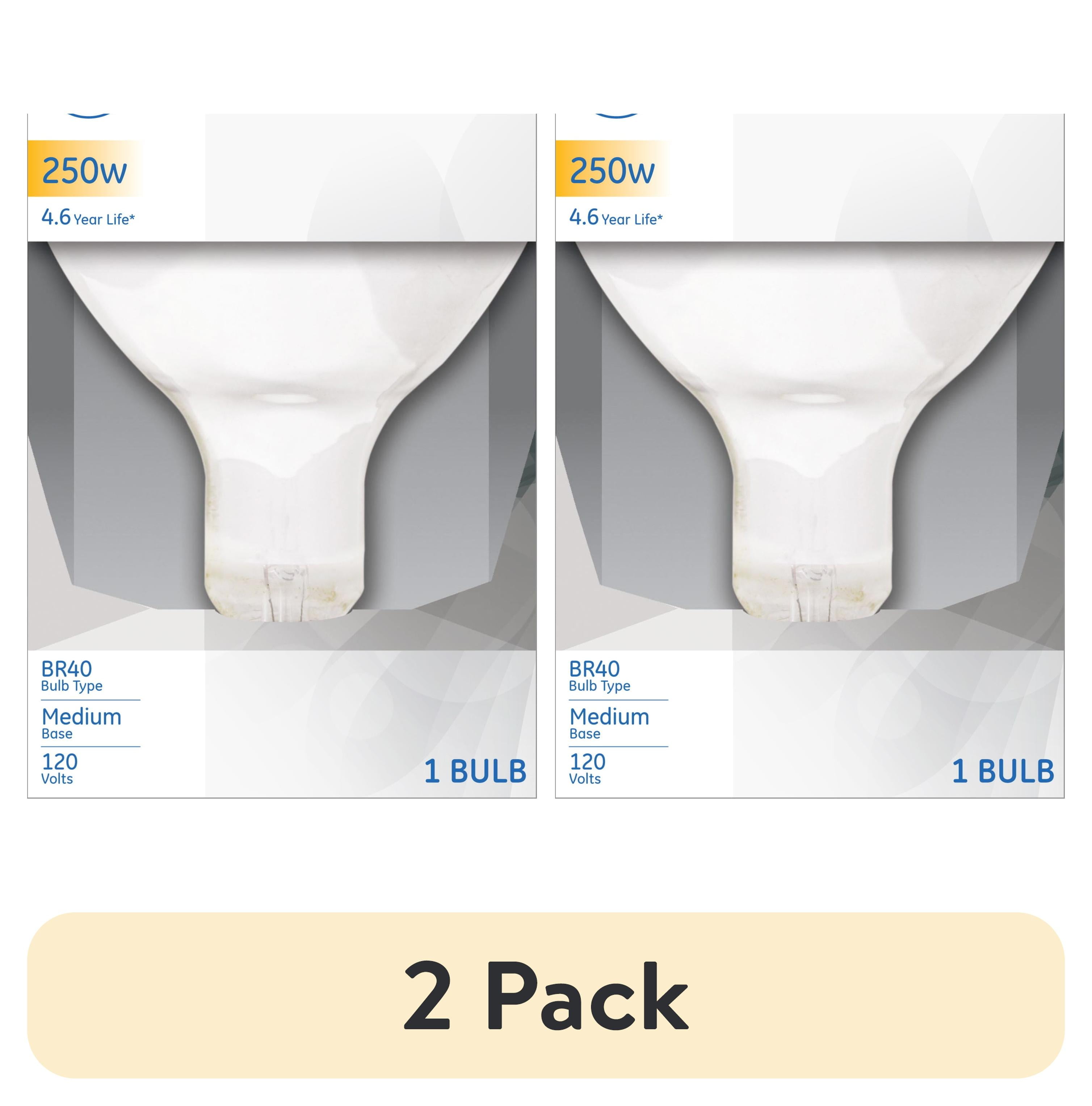 (2 pack) GE Heat Lamp Bulb, 250 Watt, BR40, E26 Medium Base, 1pk - Walmart.com