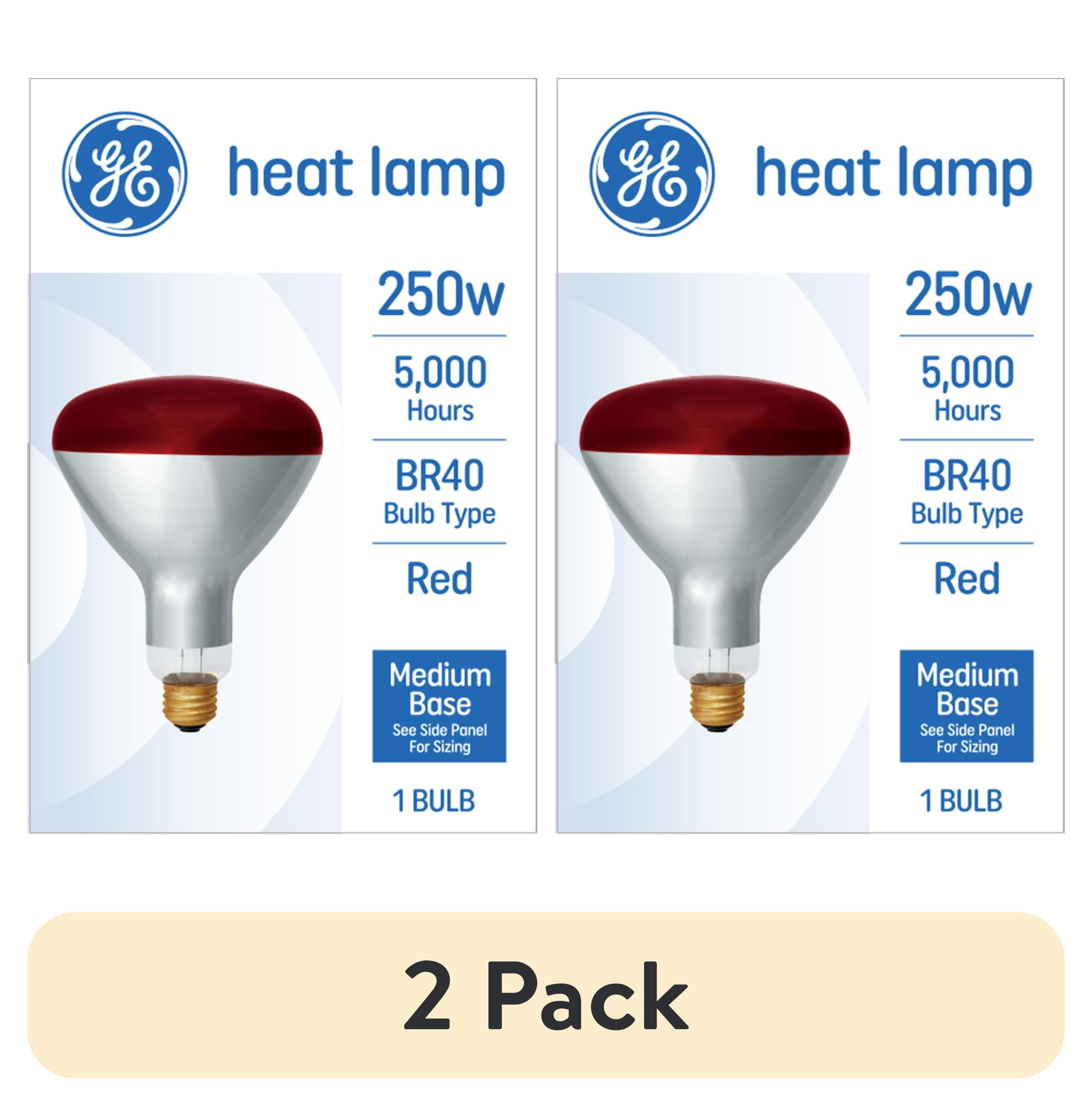 (2 pack) GE Heat Lamp Bulb, 250 Watts, BR40, E-26 Medium Base - Walmart.com