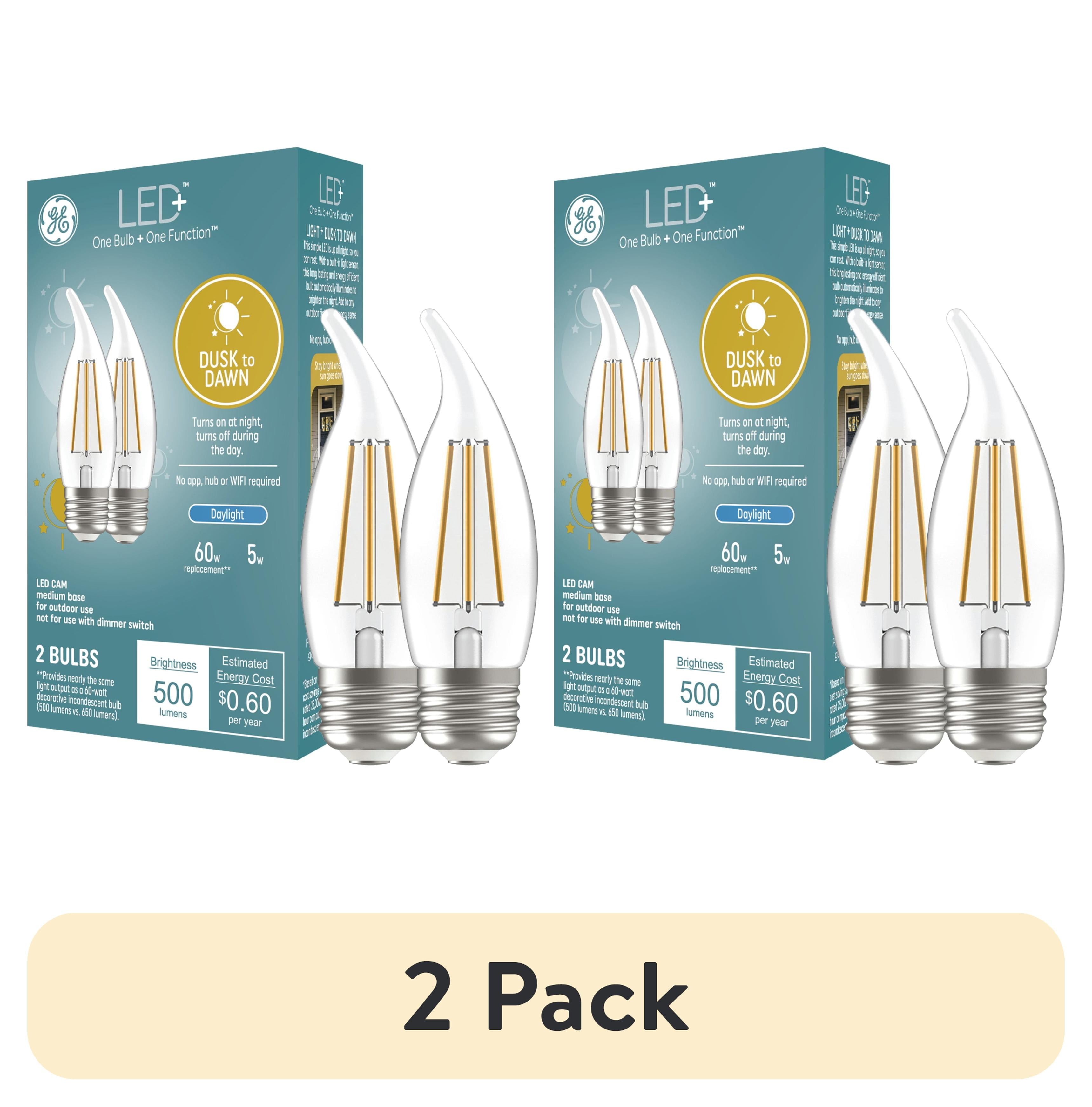 (2 pack) GE LED+ Dusk to Dawn LED Light Bulbs, 60 Watts, Daylight ...