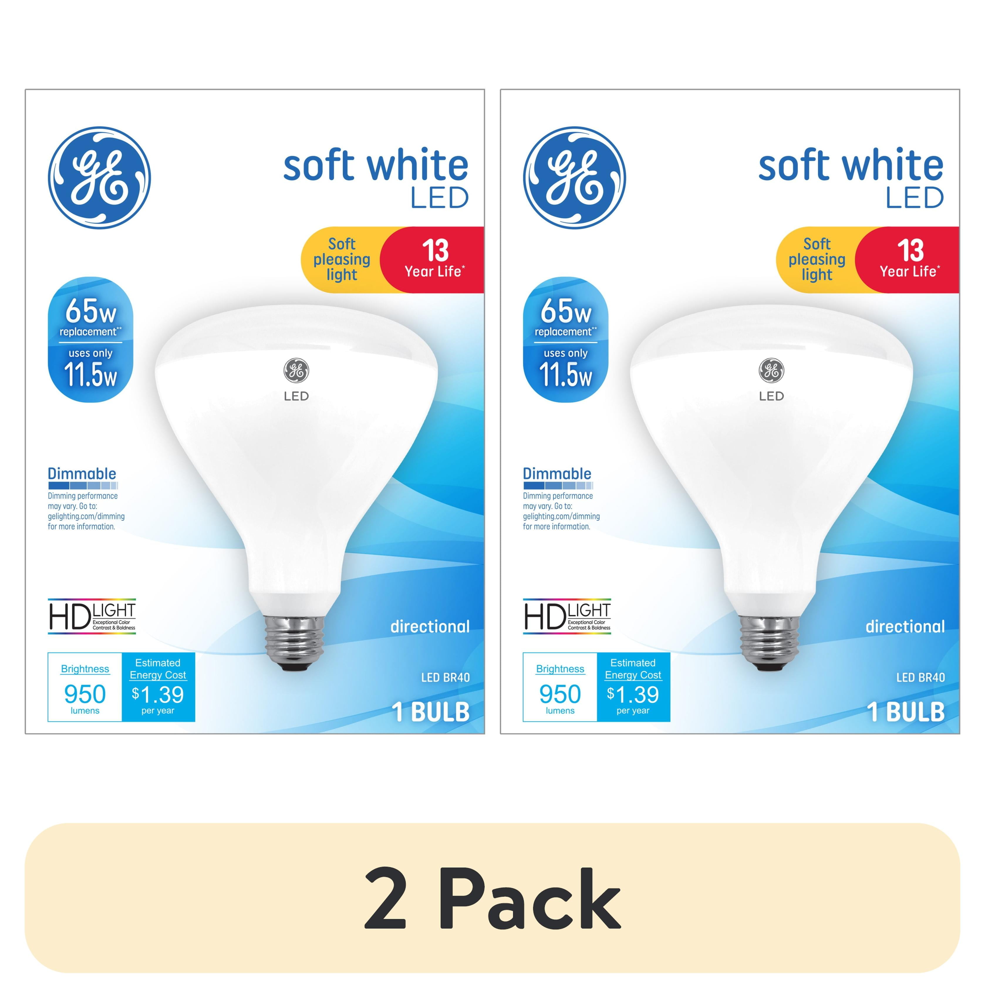 (2 pack) GE LED Light Bulb, 65 Watt, Soft White, BR40 Floodlight ...