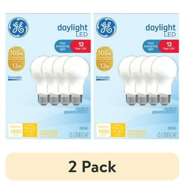 GE LED Light Bulbs, 100 Watt, Daylight, A19 Bulbs, Medium Base, Frosted ...