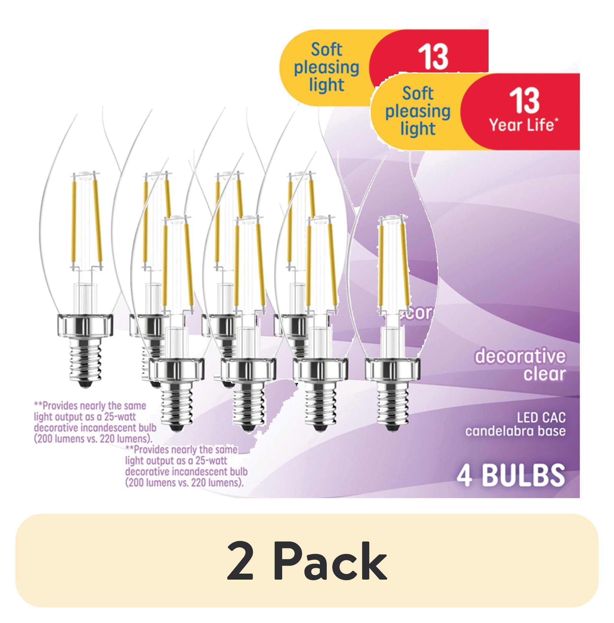 (2 pack) GE LED Light Bulbs, 25 Watt, Soft White, CA11 Bulbs, Small ...