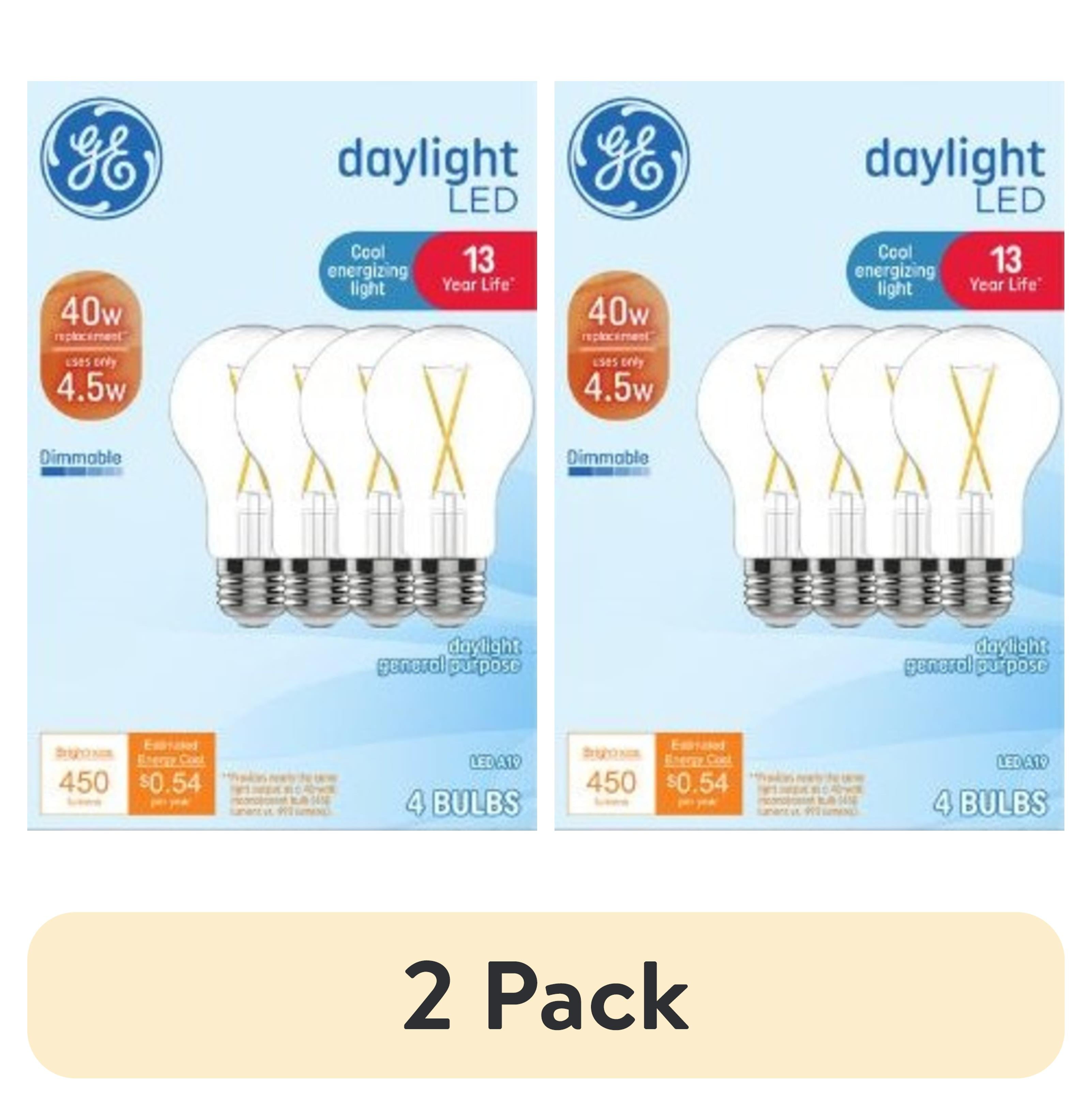 (2 pack) GE LED Light Bulbs, 40 Watts, Daylight, A19 Bulbs, Medium Base ...