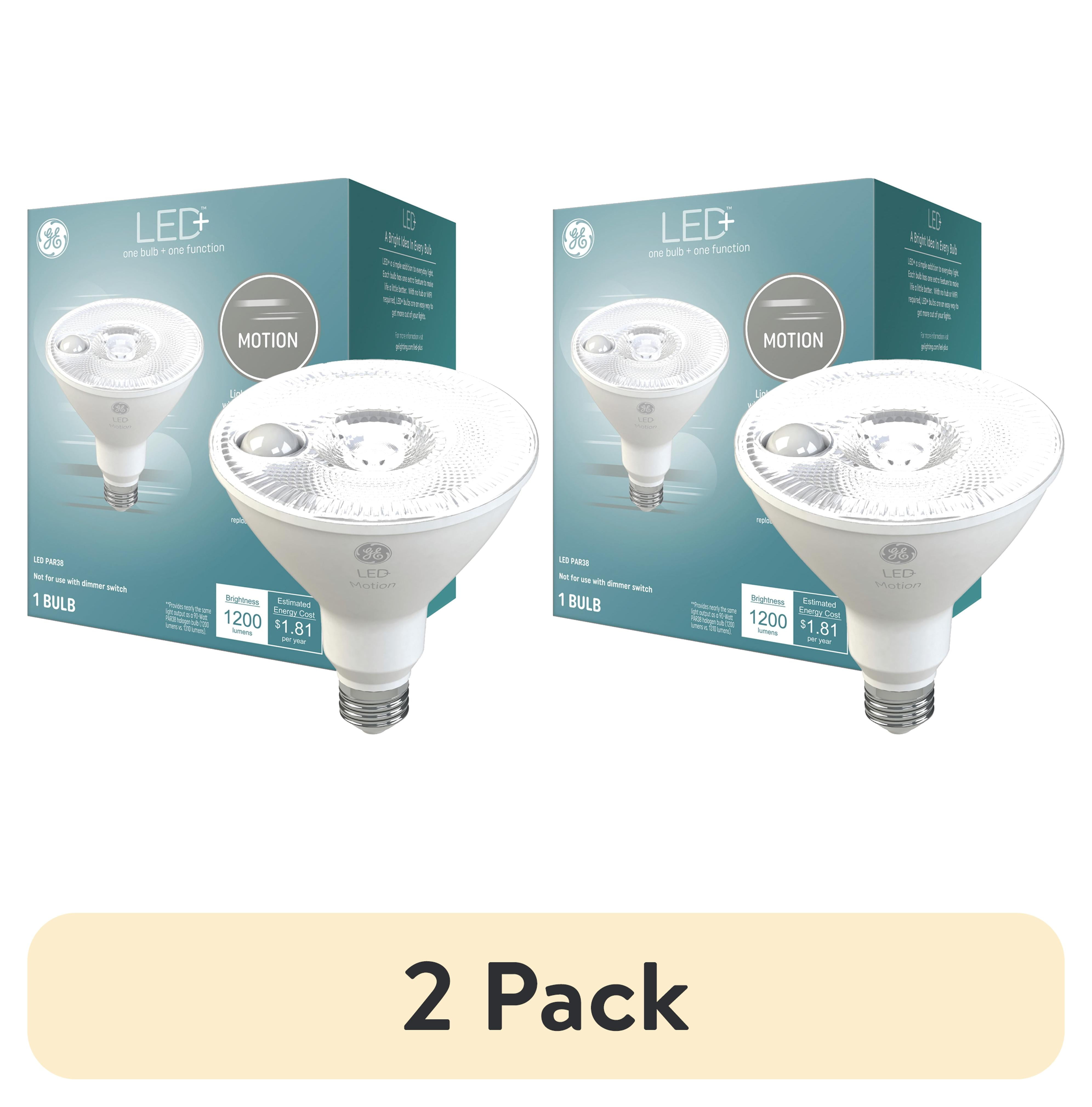 (2 pack) GE LED+ Motion LED Light Bulbs, 15 Watt, Security Light, PAR38 ...