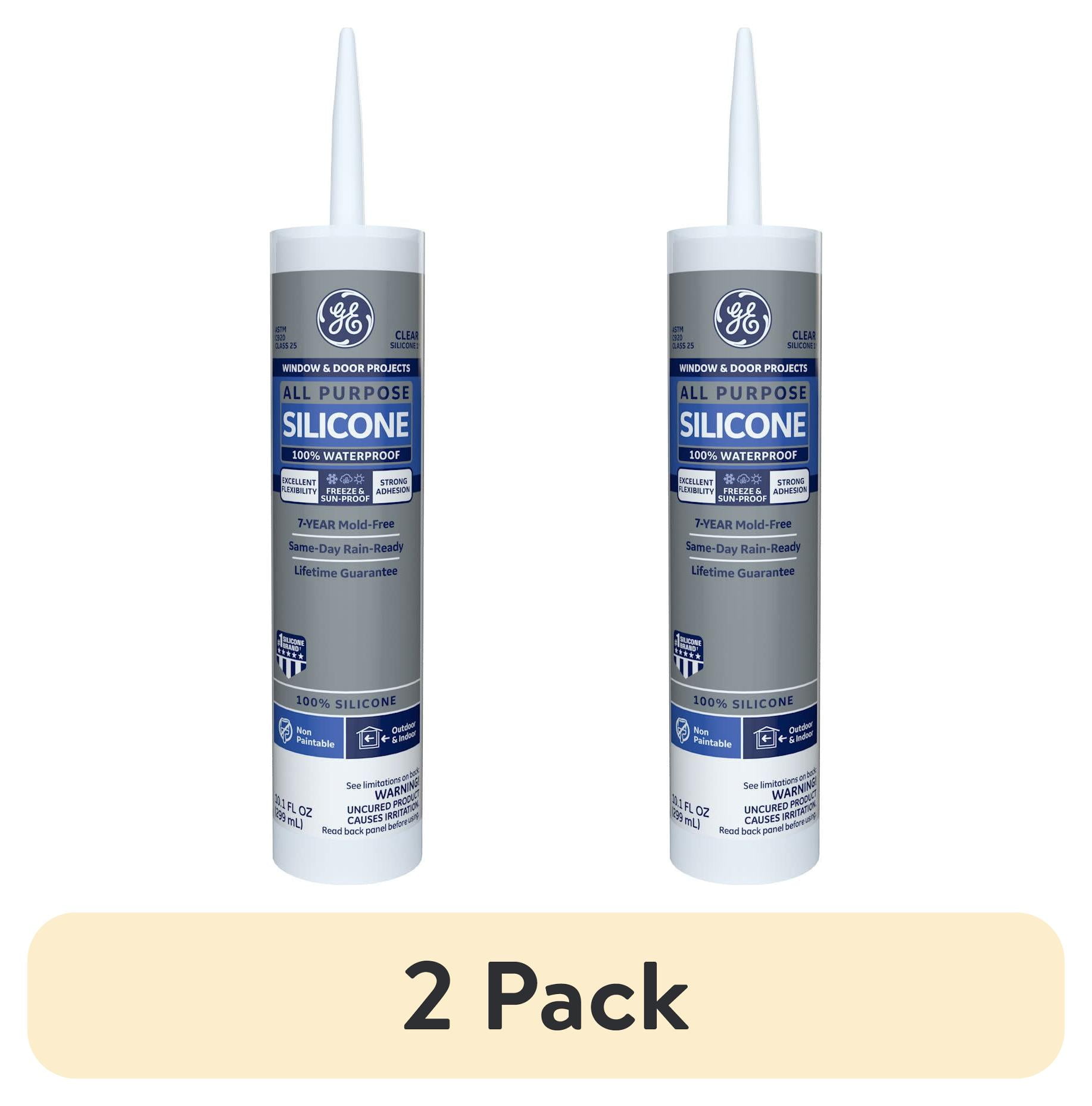 (2 pack) GE Silicone 1 All Purpose 100% Silicone Caulk, 10.1 Oz ...