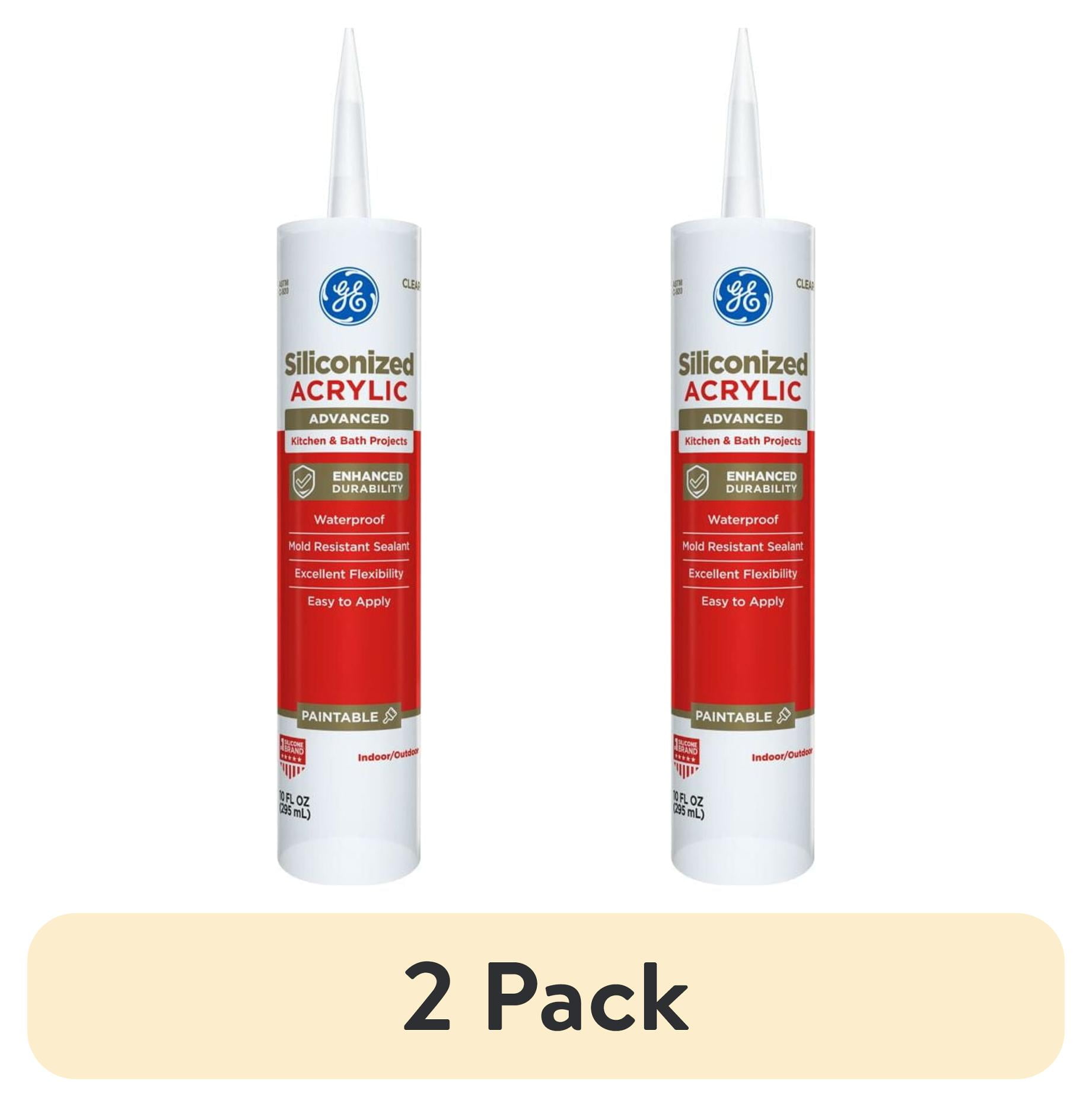 (2 pack) GE Siliconized Acrylic Advanced Sealant Kitchen & Bath, Pack ...