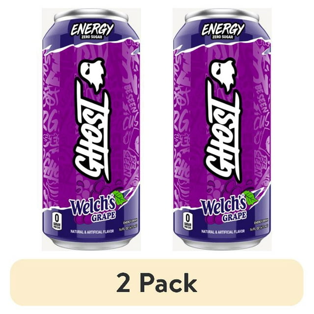 (2 pack) GHOST® ENERGY Zero Sugars Energy Drink, Welch's Grape, 200mg ...