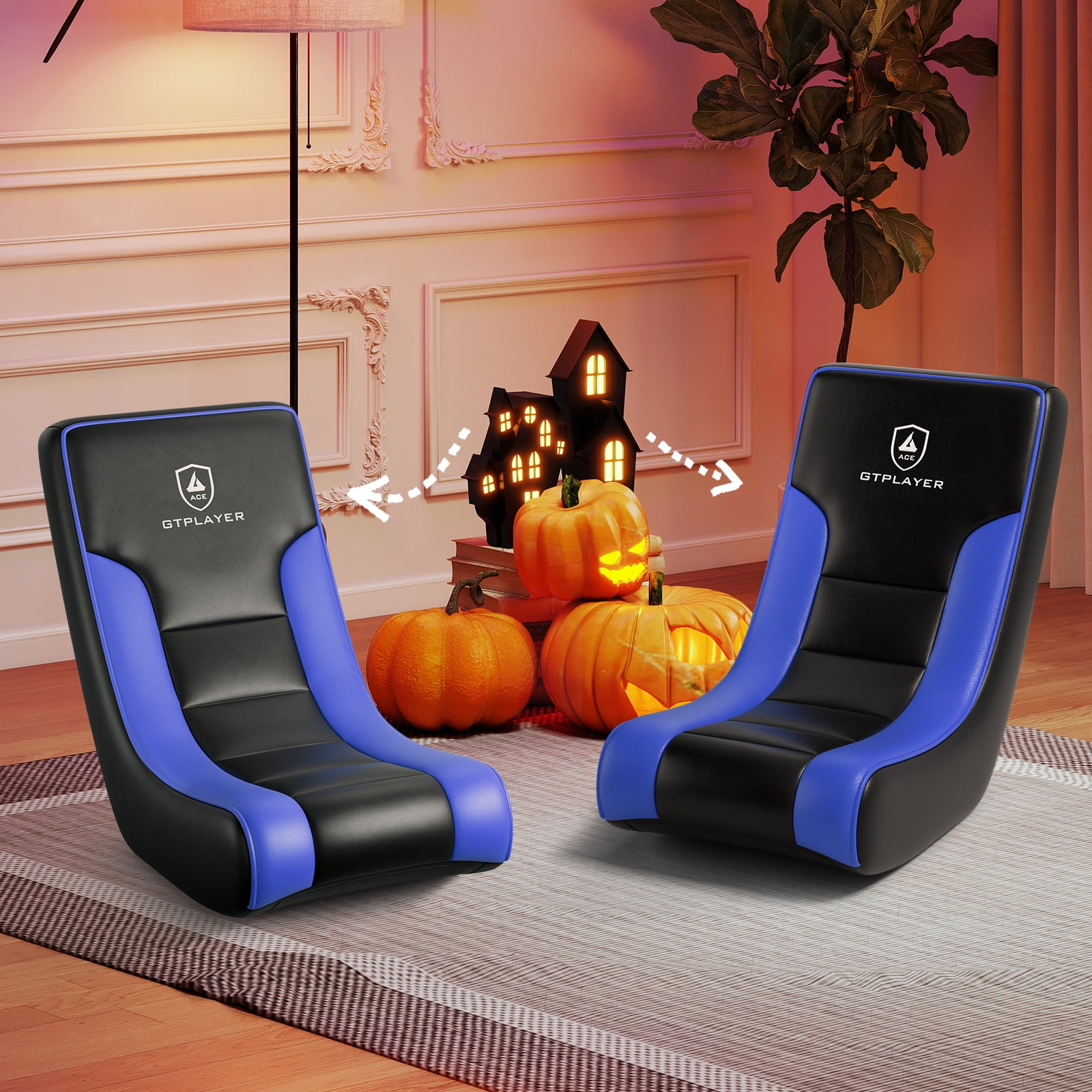 (2 pack) GTRACING Floor Rocker Gaming Chair，Blue - Walmart.com