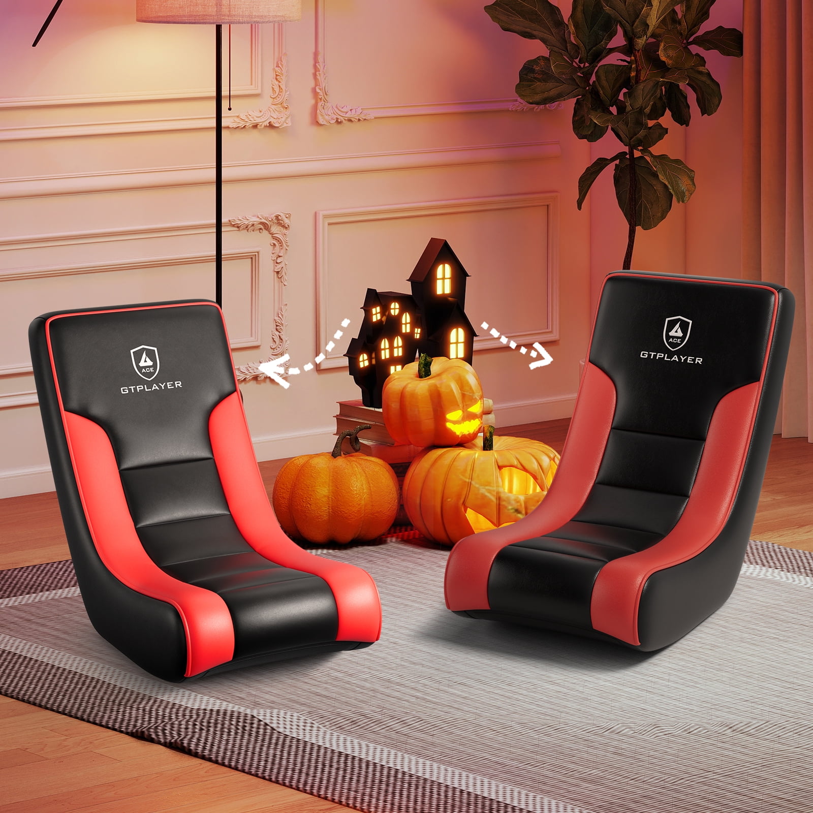 (2 pack) GTPLAYER Floor Rocker Gaming Chair,Red - Walmart.com