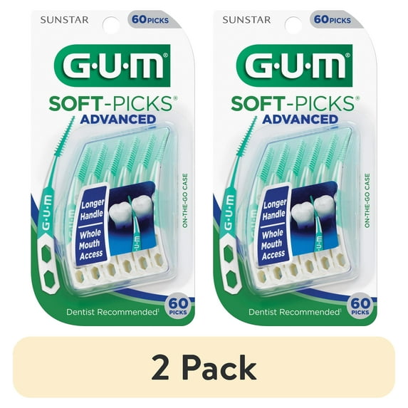 (2 pack) GUM Soft-Picks Advanced, Dentist Recommended Dental Picks, 60 ...