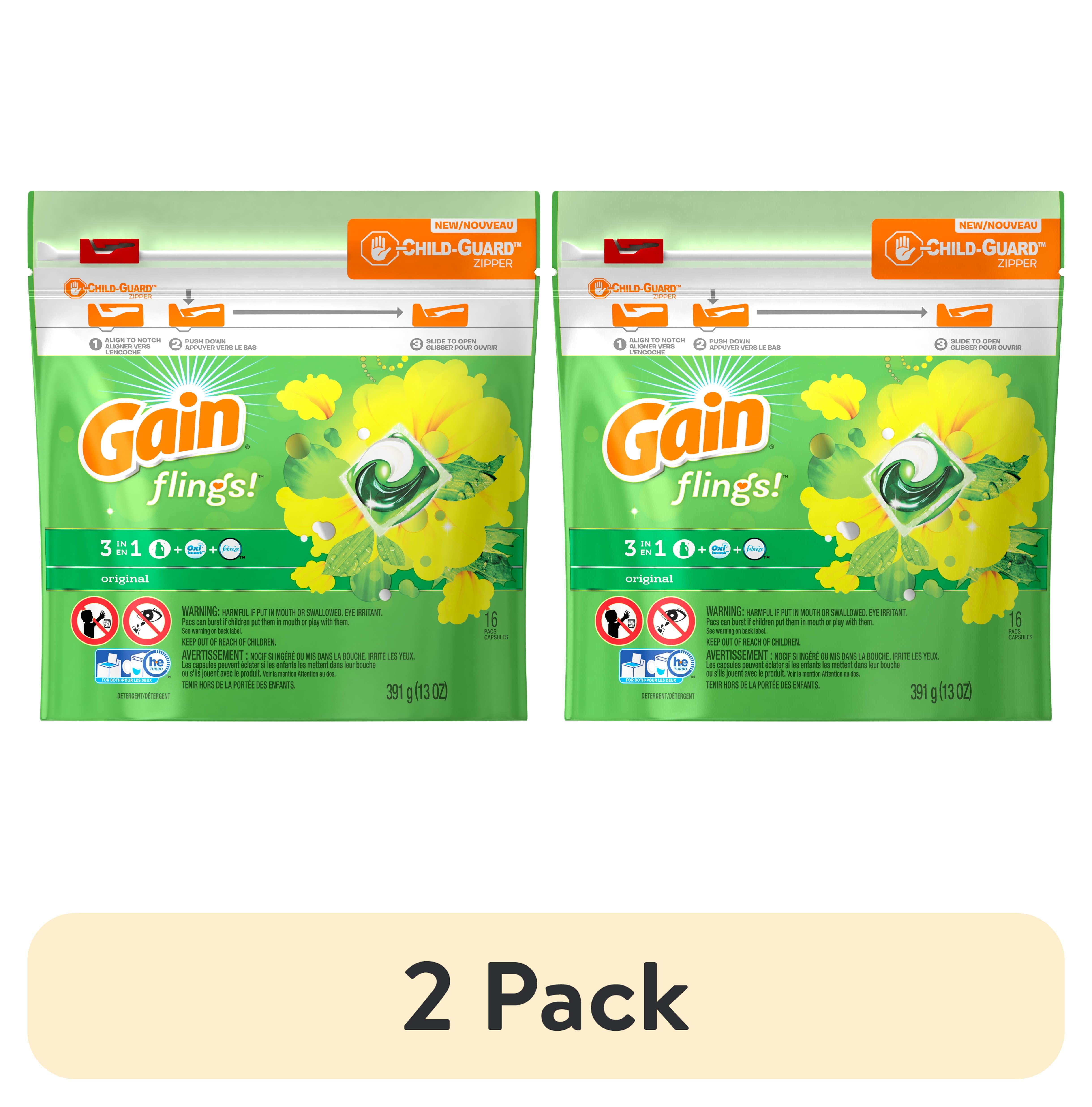 (2 pack) Gain Flings Laundry Detergent Soap Pacs, 16 Ct, Original Scent ...