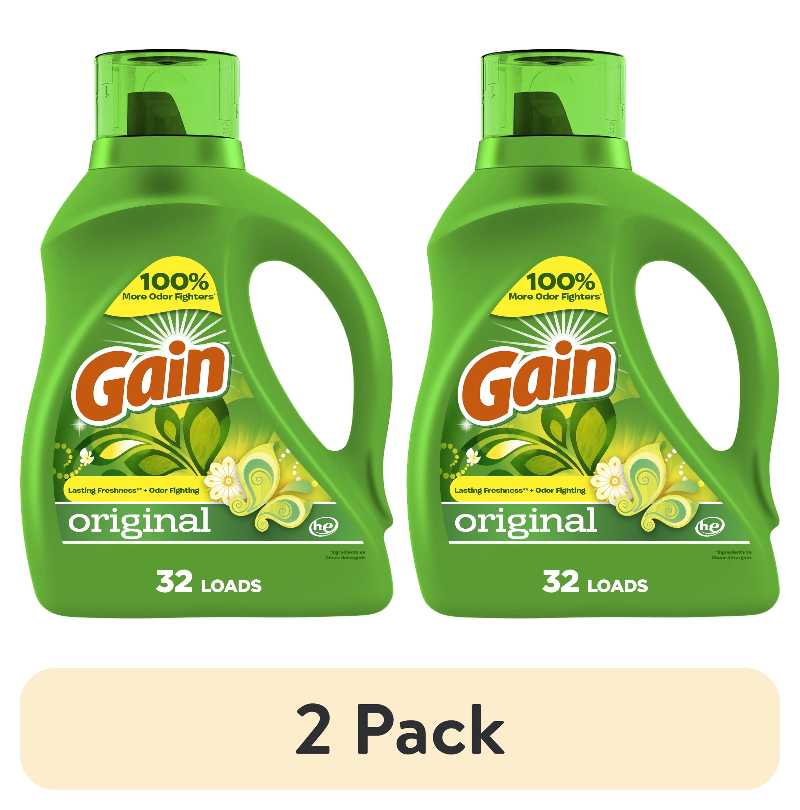 (2 pack) Gain Liquid Laundry Detergent, Original Scent, 46 fl oz, 32 ...