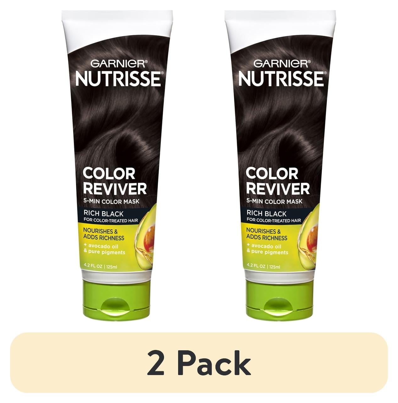 (2 pack) Garnier Nutrisse Color Reviver 5 Min Color Mask, Rich Black, 4 ...
