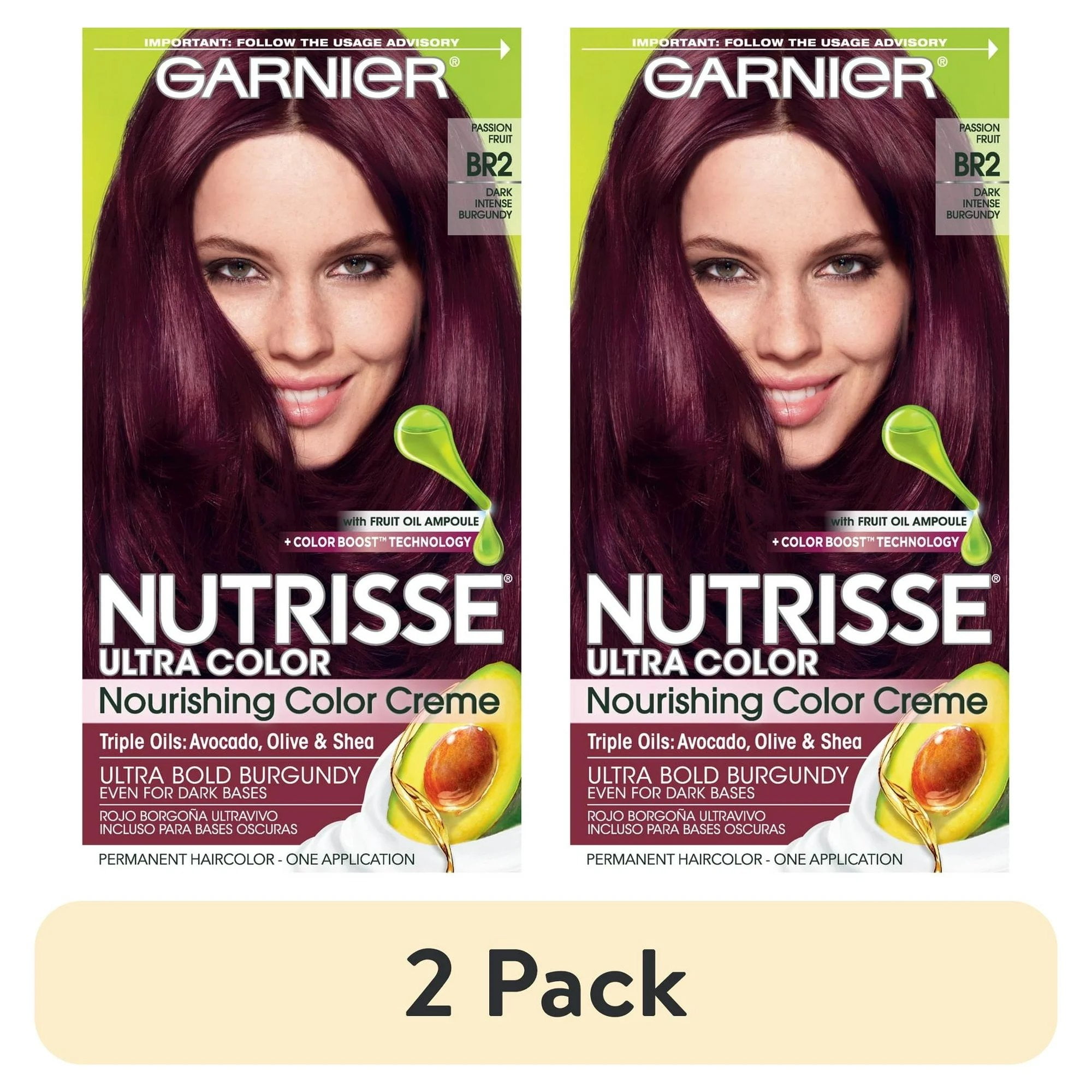 (2 pack) Garnier Nutrisse Ultra Nourishing Hair Color Creme, BR2 Dark ...