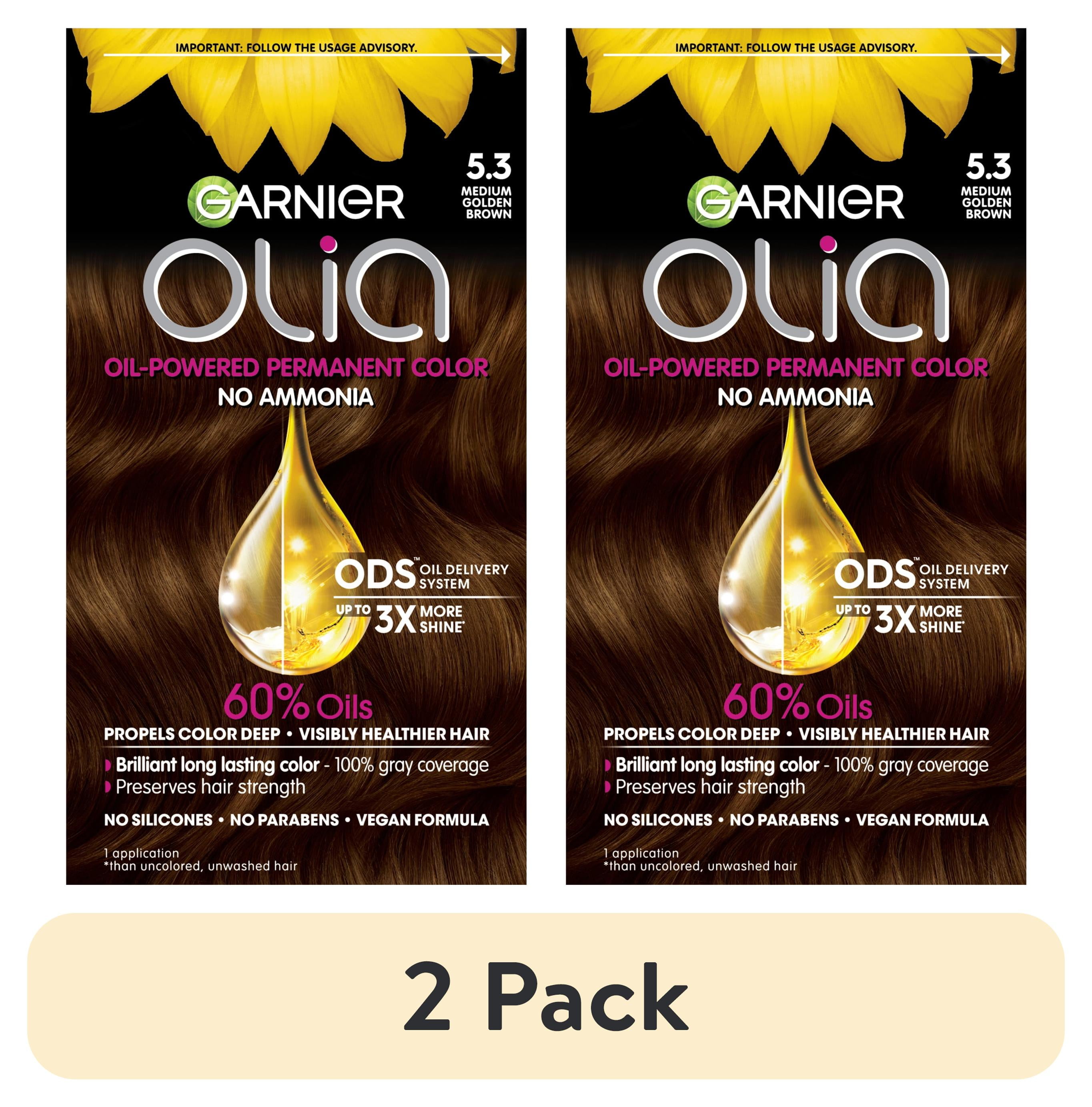 (2 pack) Garnier Olia Oil Powered Permanent Hair Color, 5.3 Medium Golden Brown - Walmart.com