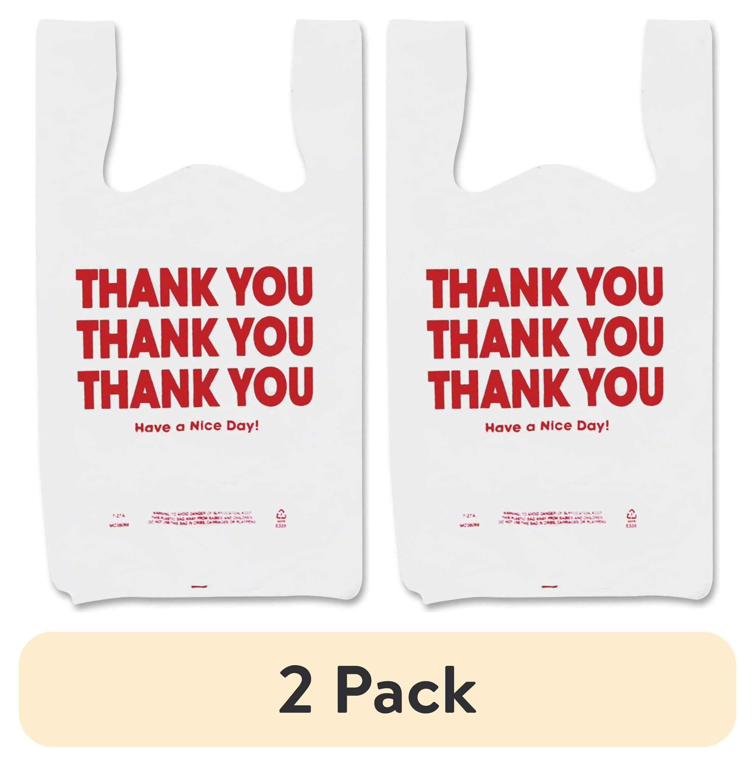 (2 pack) Universal Plastic "Thank You" Shopping Bags 11 x 6 x 22 0.55 ...