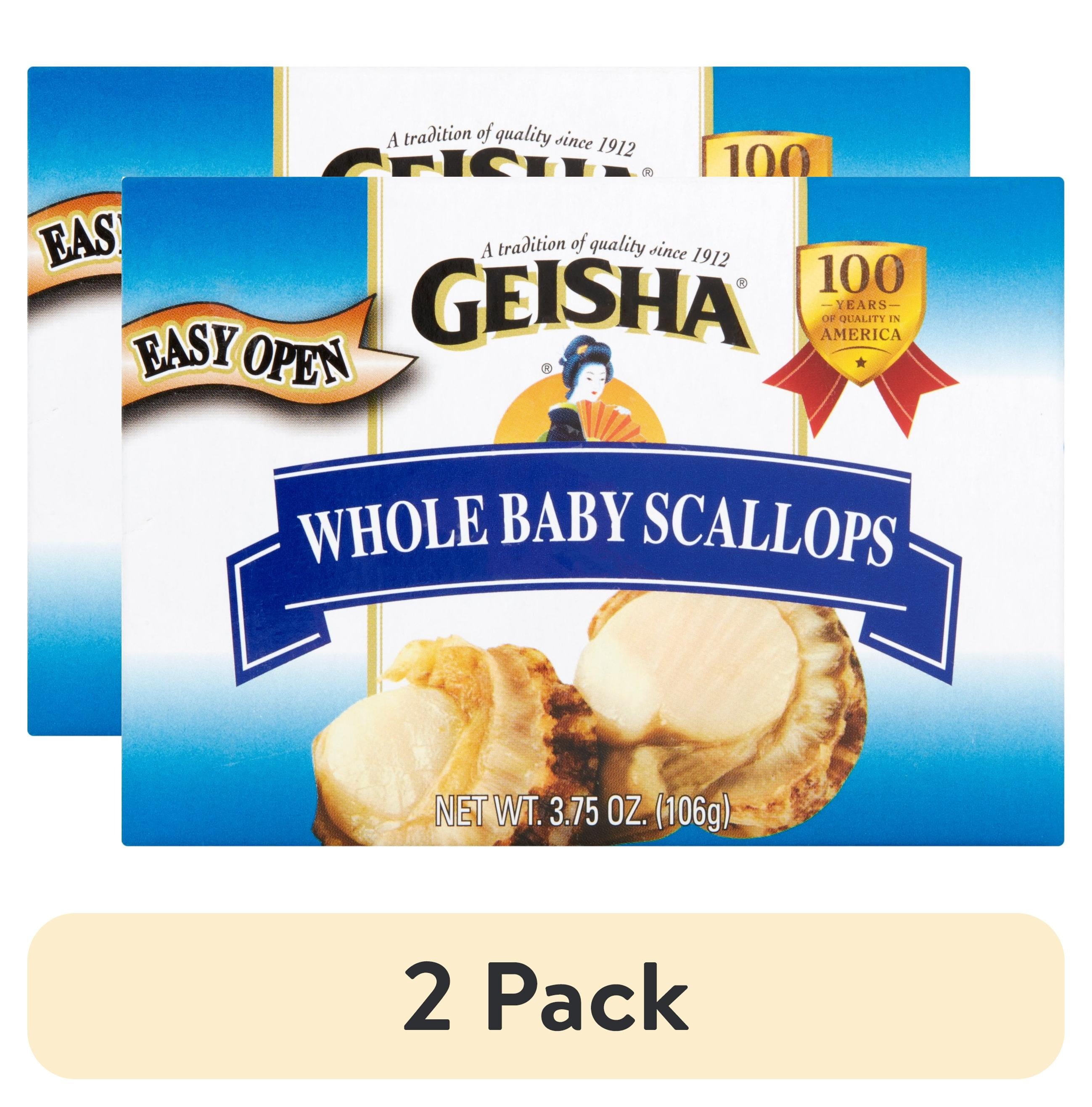 (2 pack) Geisha Whole Baby Scallops, 3.75 Oz (106g), Ready to Eat in an ...