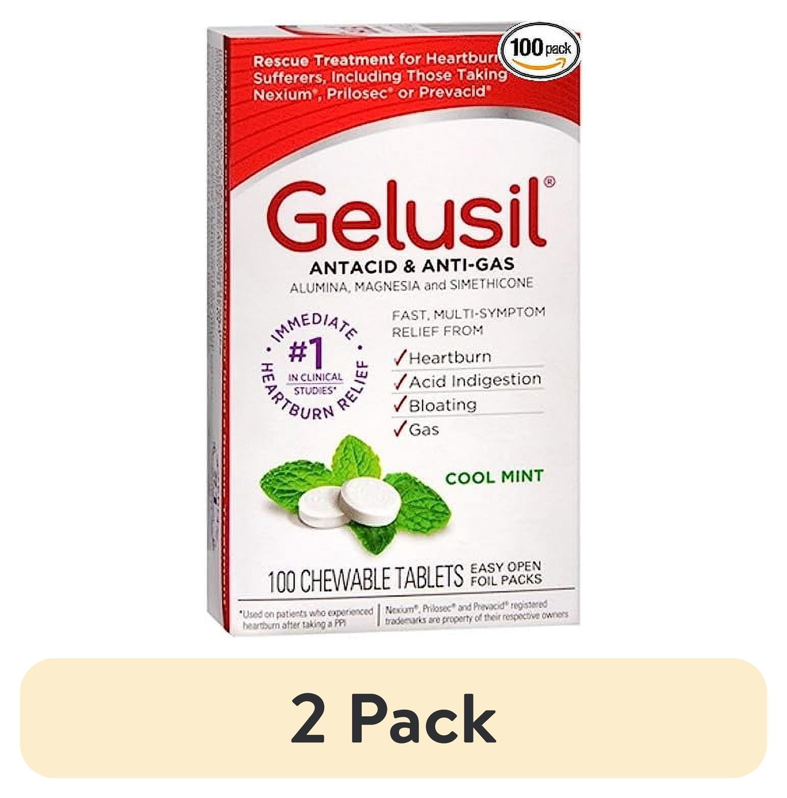 (2 pack) Gelusil Antacid & Anti-Gas Fast Relief Heartburn Pepper Mint ...