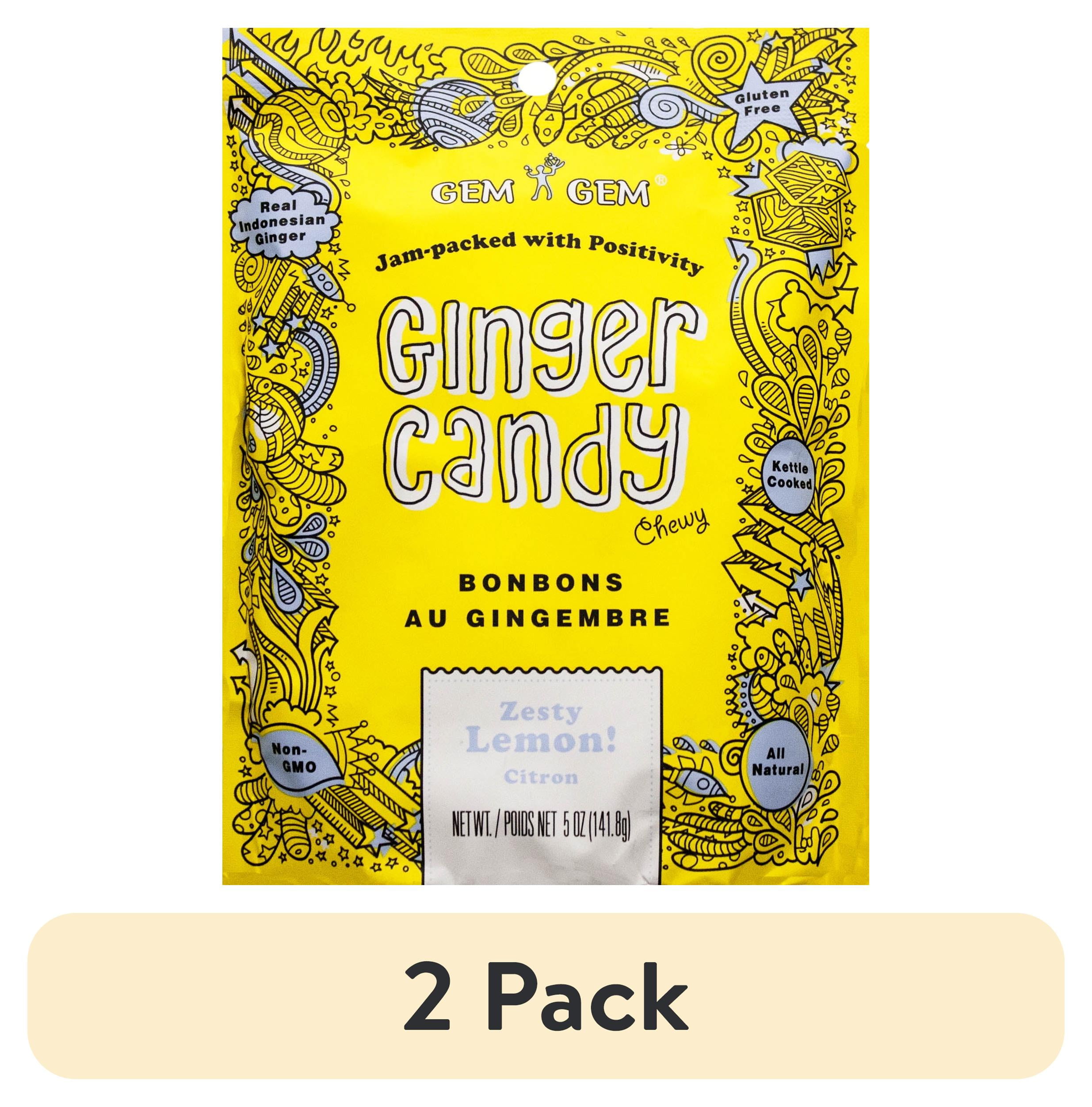 (2 pack) Gem Gem Ginger Candy Chewy Ginger Chews Lemon, 5.0oz, Pack of ...
