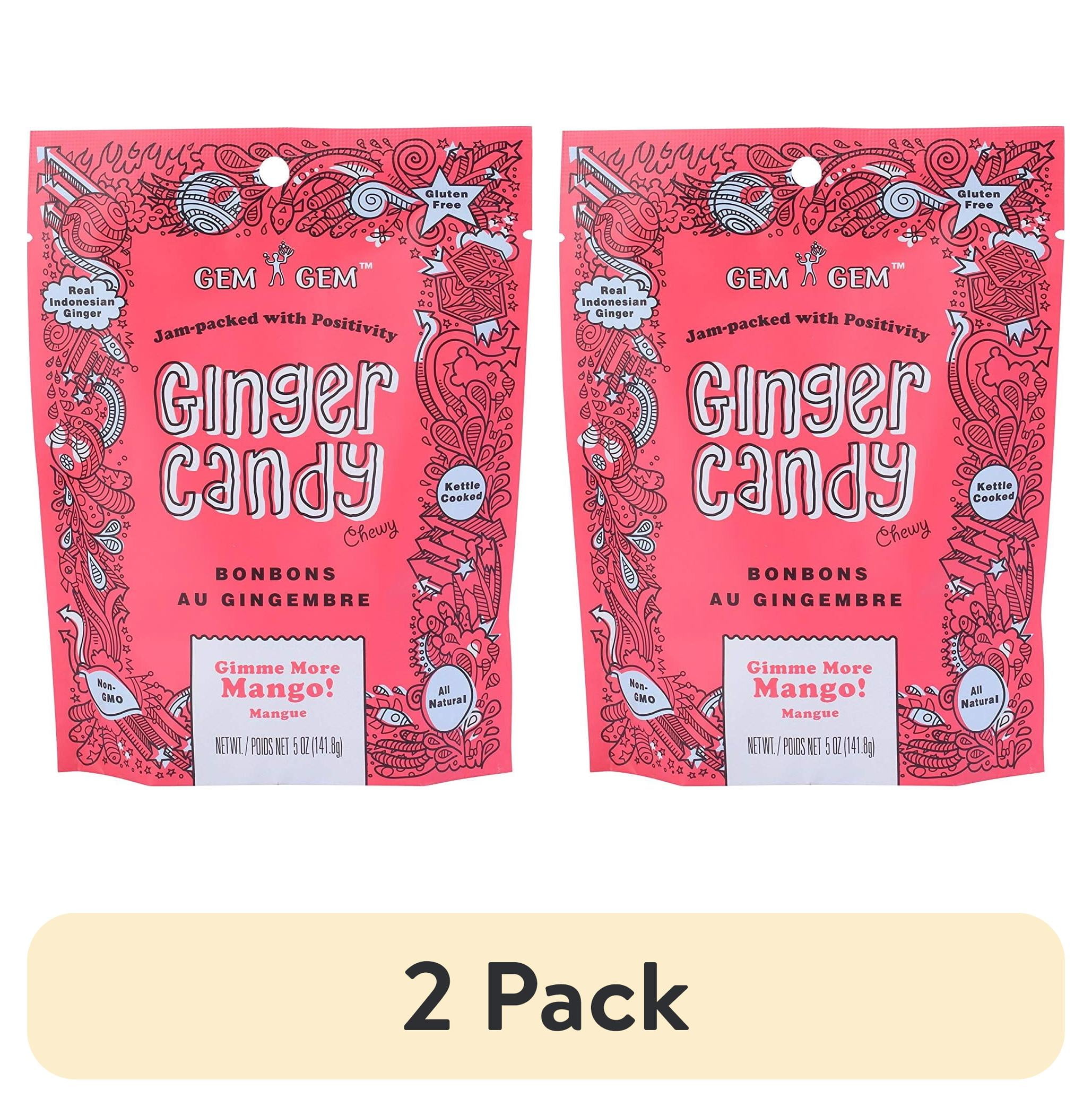(2 pack) Gem Gem Ginger Candy Chewy Ginger Chews Mango, 5.0oz, Pack of ...