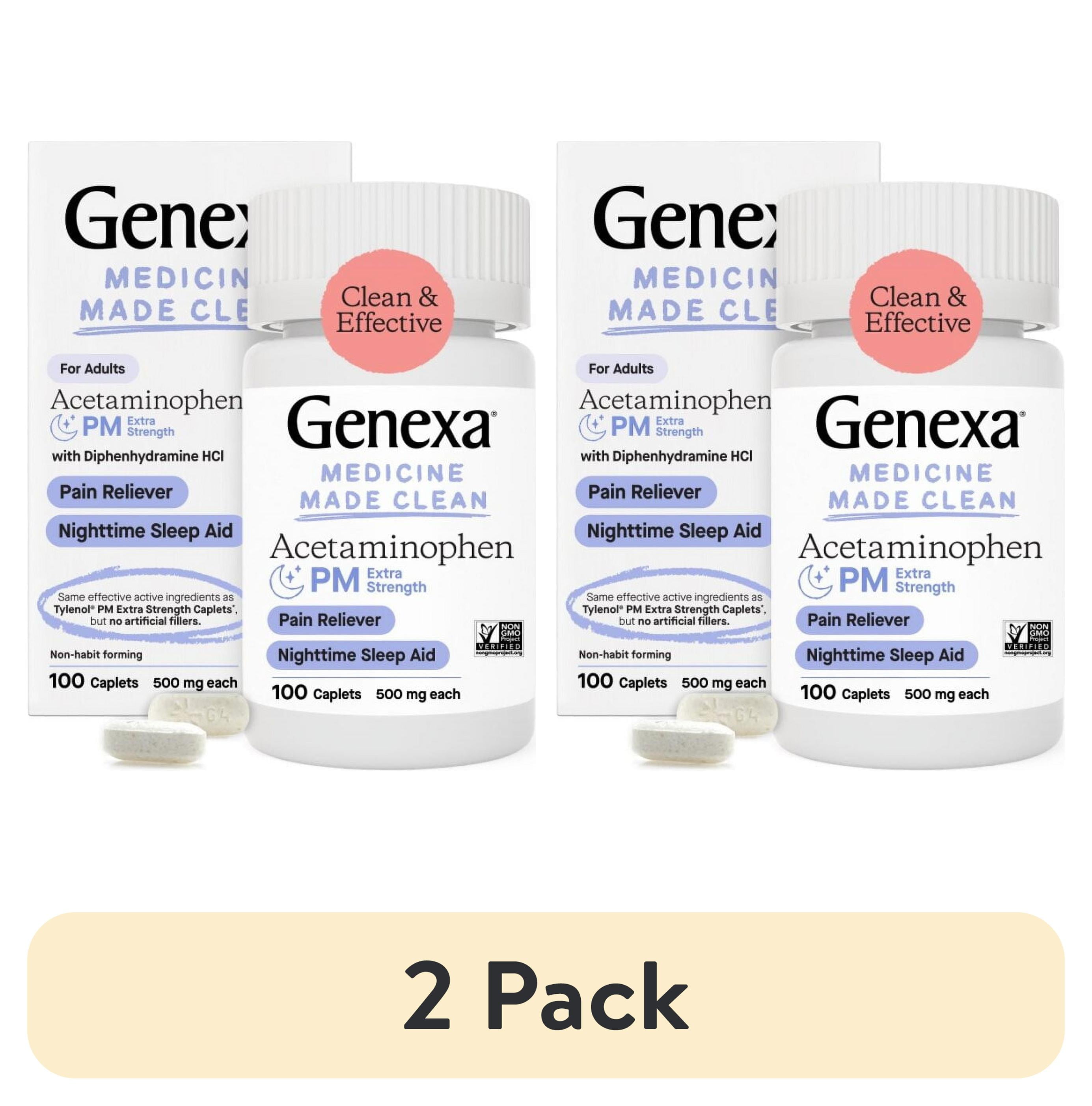 (2 pack) Genexa Clean Acetaminophen Extra Strength Pain Relief, Dye ...