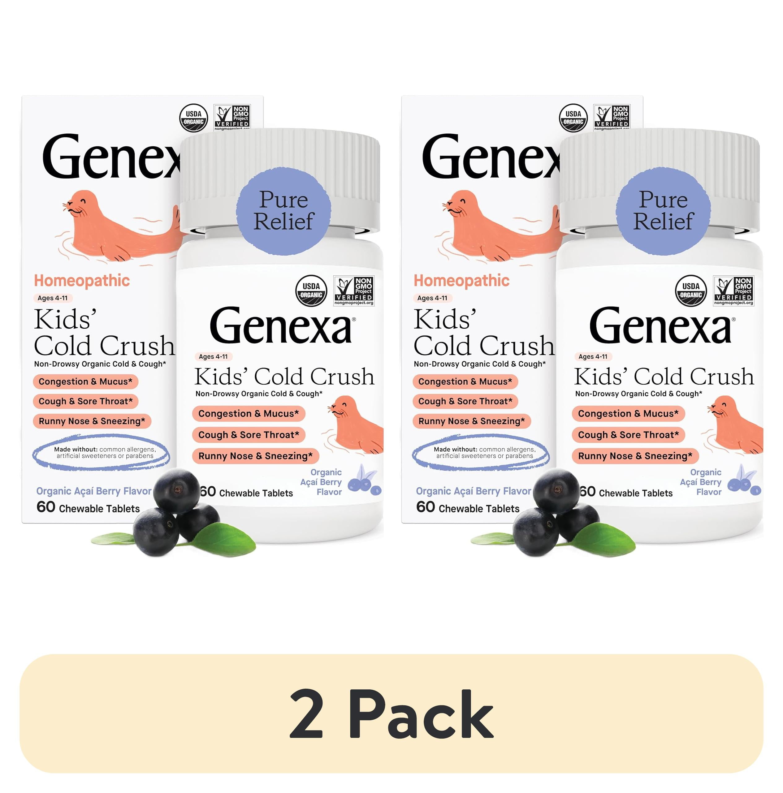 (2 pack) Genexa Kids' Cold Crush | Multi-Symptom Cough & Cold Relief ...