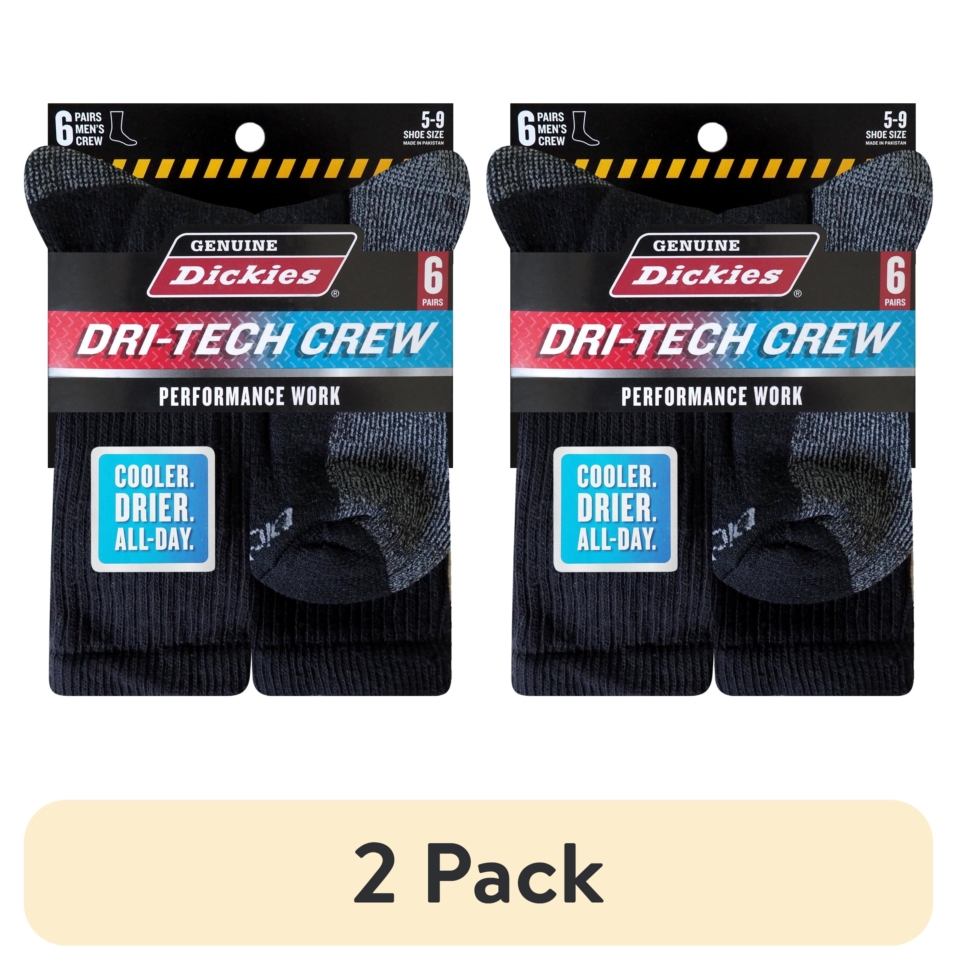 (2 pack) Genuine Dickies Men's Dri-Tech Crew Socks, 6-Pack, Sizes 6-15 ...