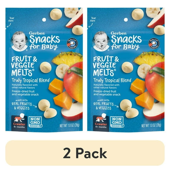 (2 pack) Gerber Fruit & Veggie Melts Truly Tropical Blend Stage 3 ...