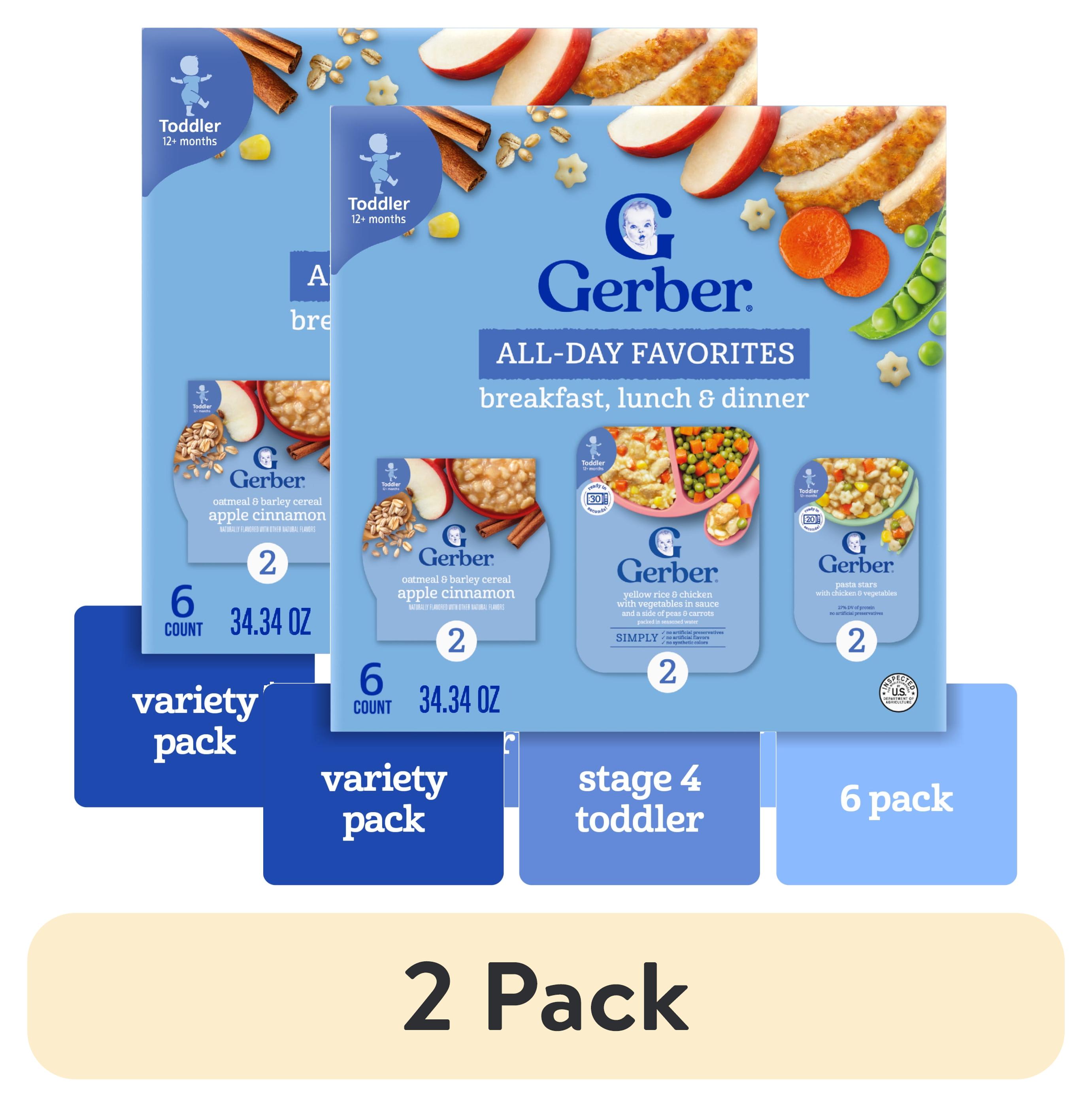 (2 pack) Gerber Toddler Food Variety 6 Pack, All Day Favorites ...