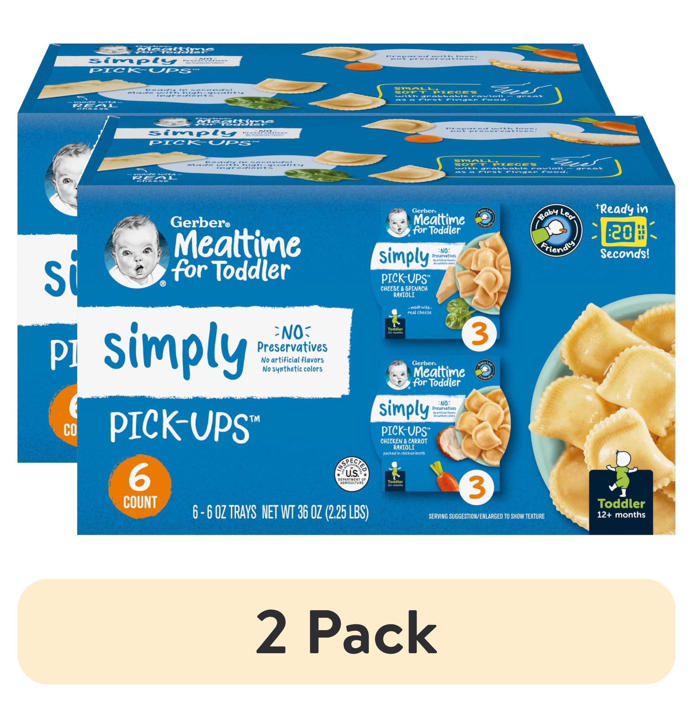 (2 pack) Gerber Mealtime for Toddler, Pick-Ups, Ravioli Multipack, 6 oz ...