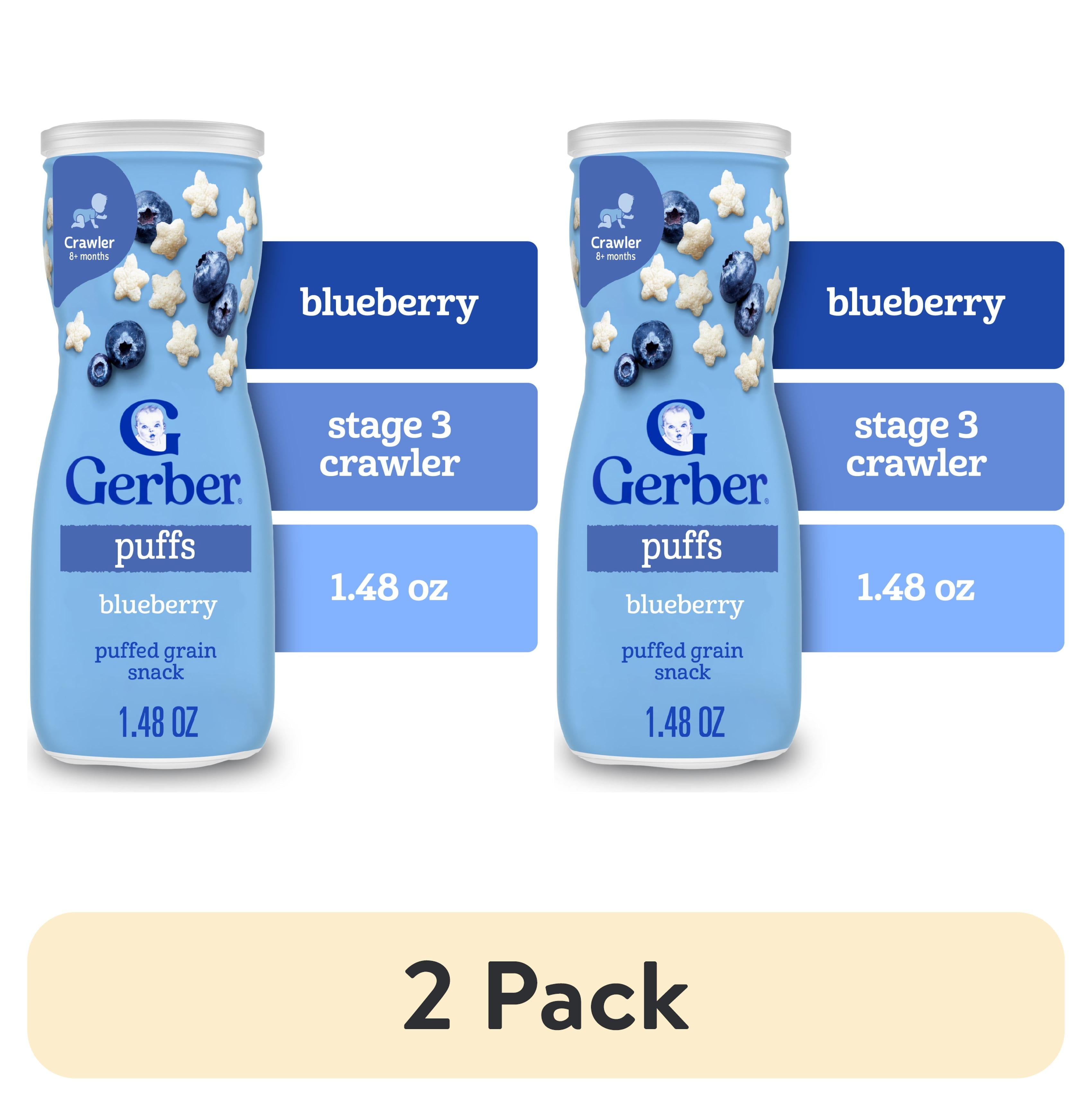(2 pack) Gerber Snacks for Baby Grain & Grow Puffs, Blueberry, 1.48 oz ...