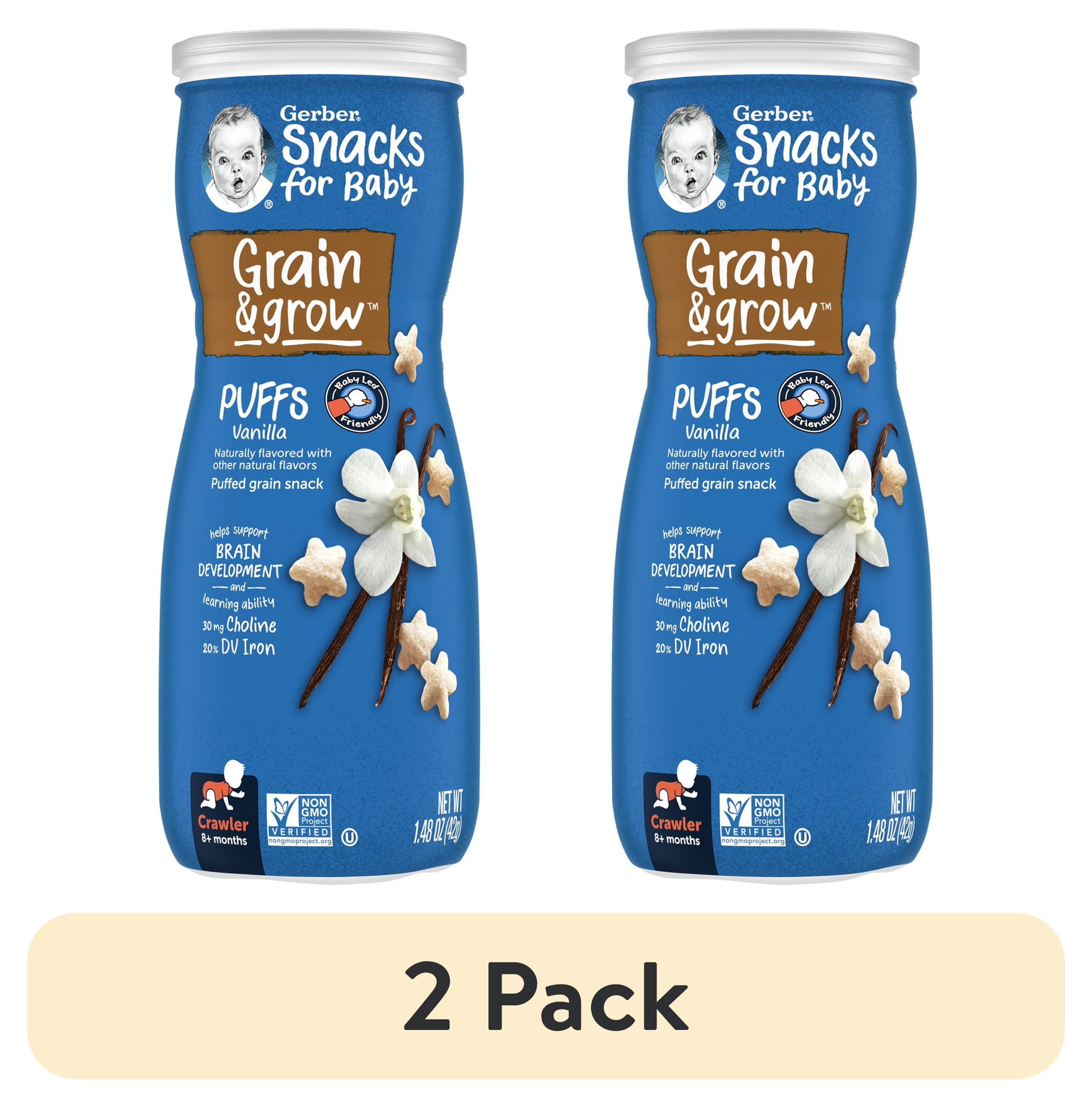 (2 pack) Gerber Snacks for Baby Grain & Grow Puffs, Vanilla, 1.48 oz ...