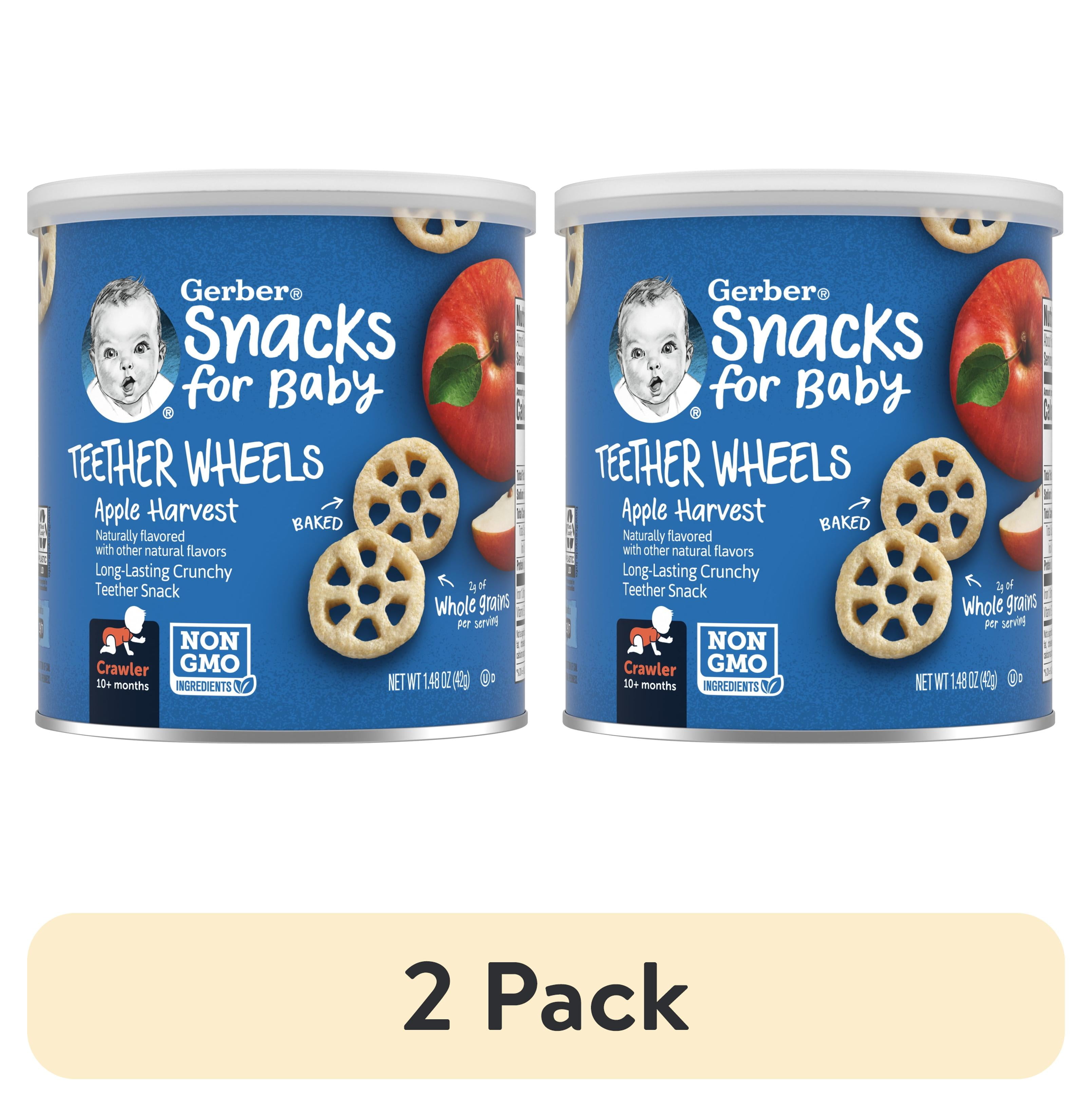 (2 pack) Gerber Snacks for Baby Teether Wheels, Apple Harvest, 1.48 oz ...