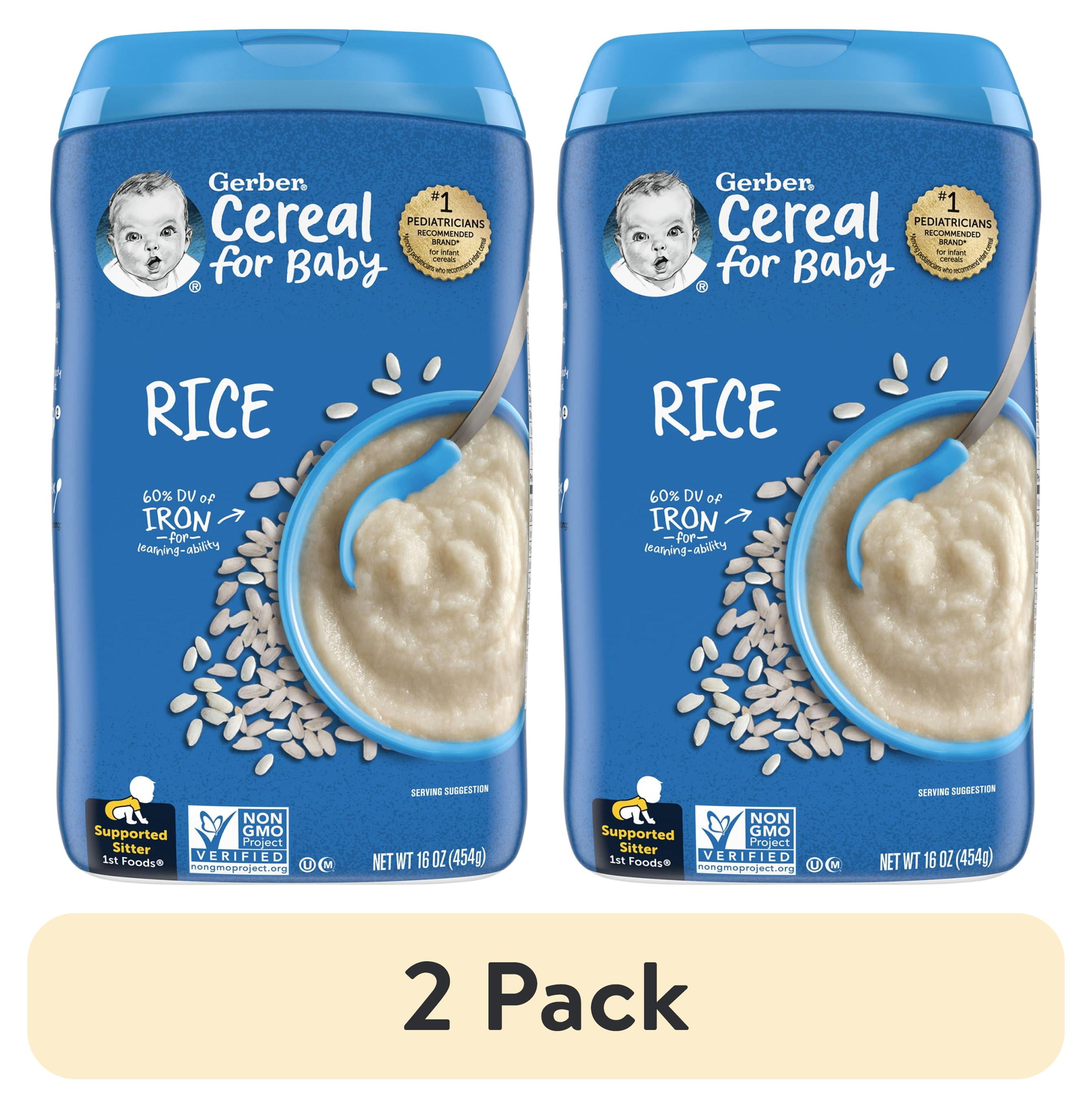 (2 pack) Gerber Stage 1 Baby Cereal, Rice, 16 Ounce Canister - Walmart.com
