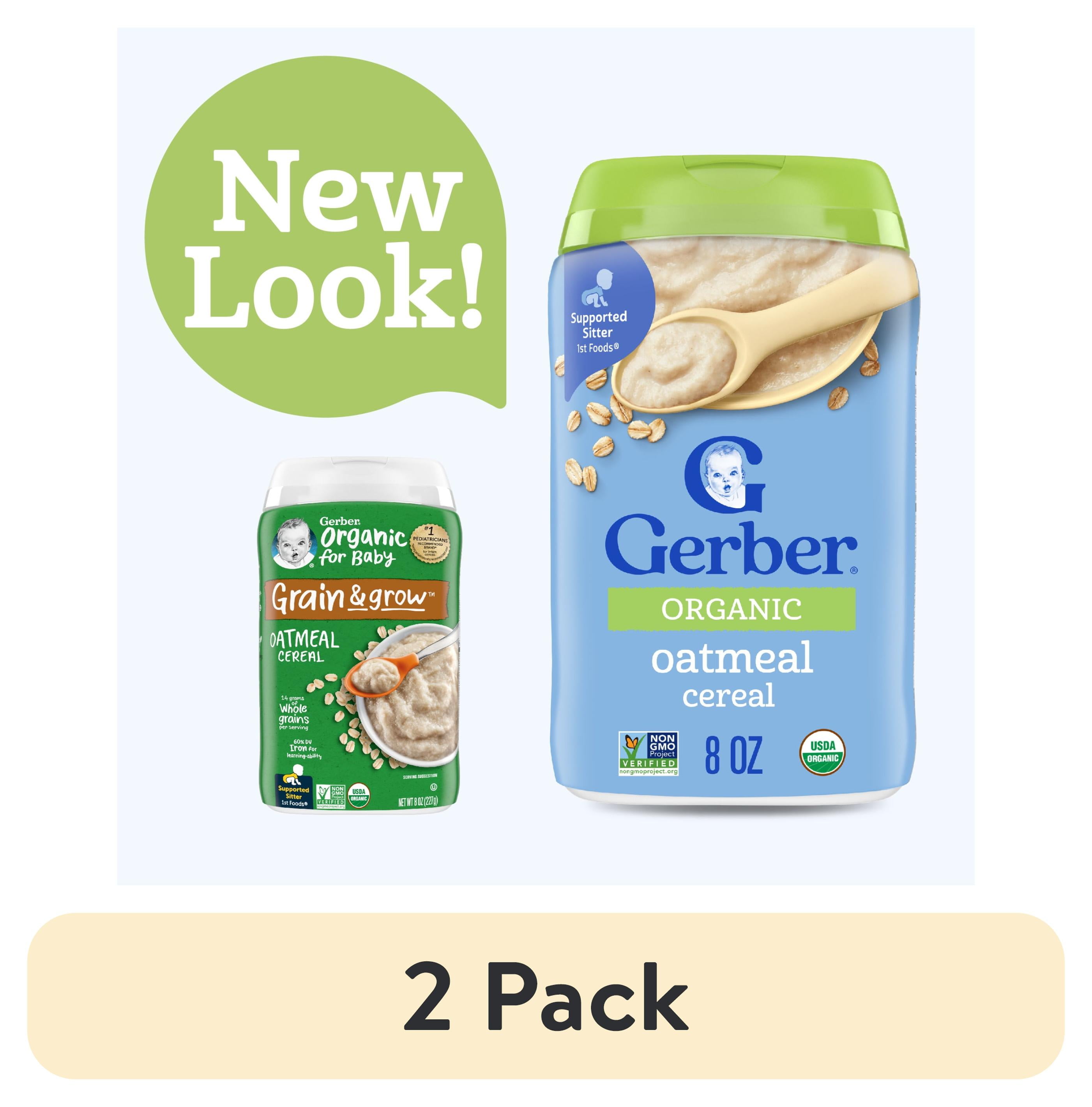 (2 pack) Gerber Stage 1 Baby Food, Organic Baby Oatmeal Cereal, 14g ...