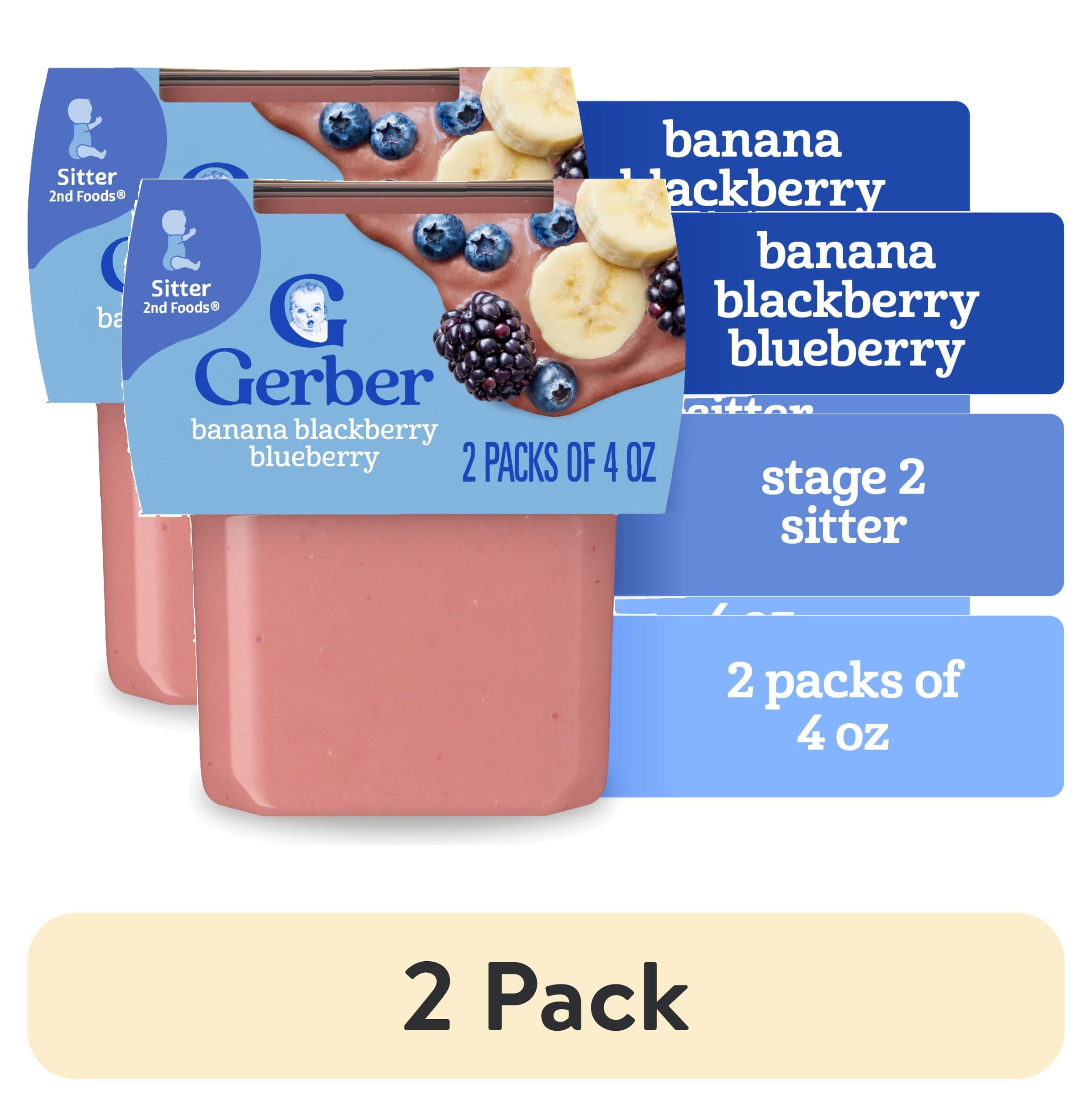 (2 pack) Gerber 2nd Foods Baby Food, Banana Blackberry Blueberry, 4 oz ...