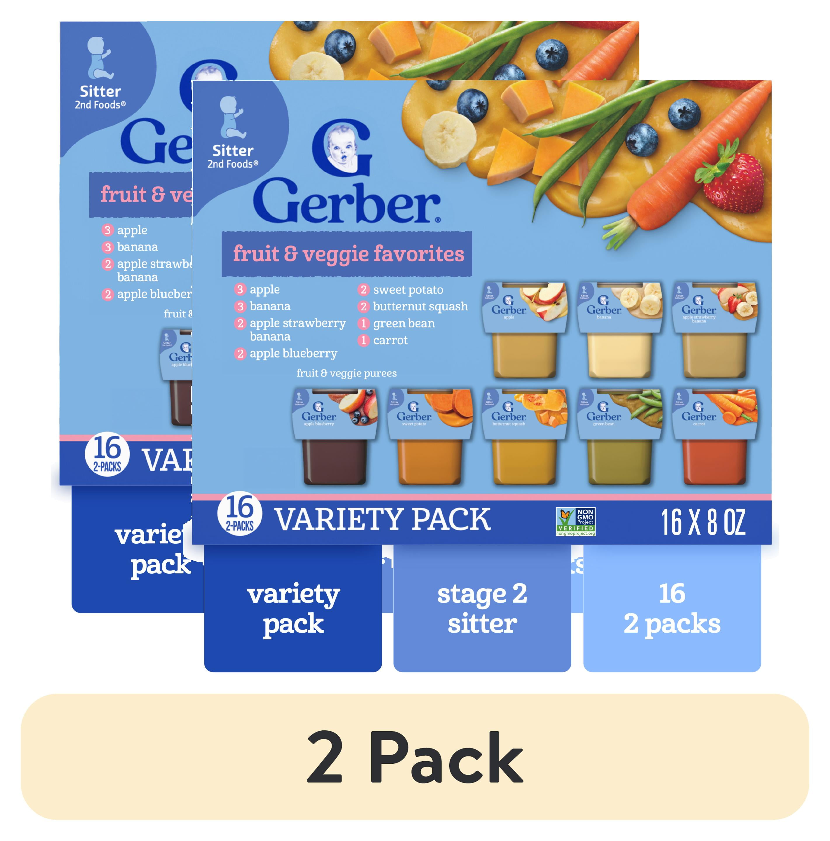 (2 pack) Gerber 2nd Foods Natural for Baby Fruit & Veggie Favorites ...