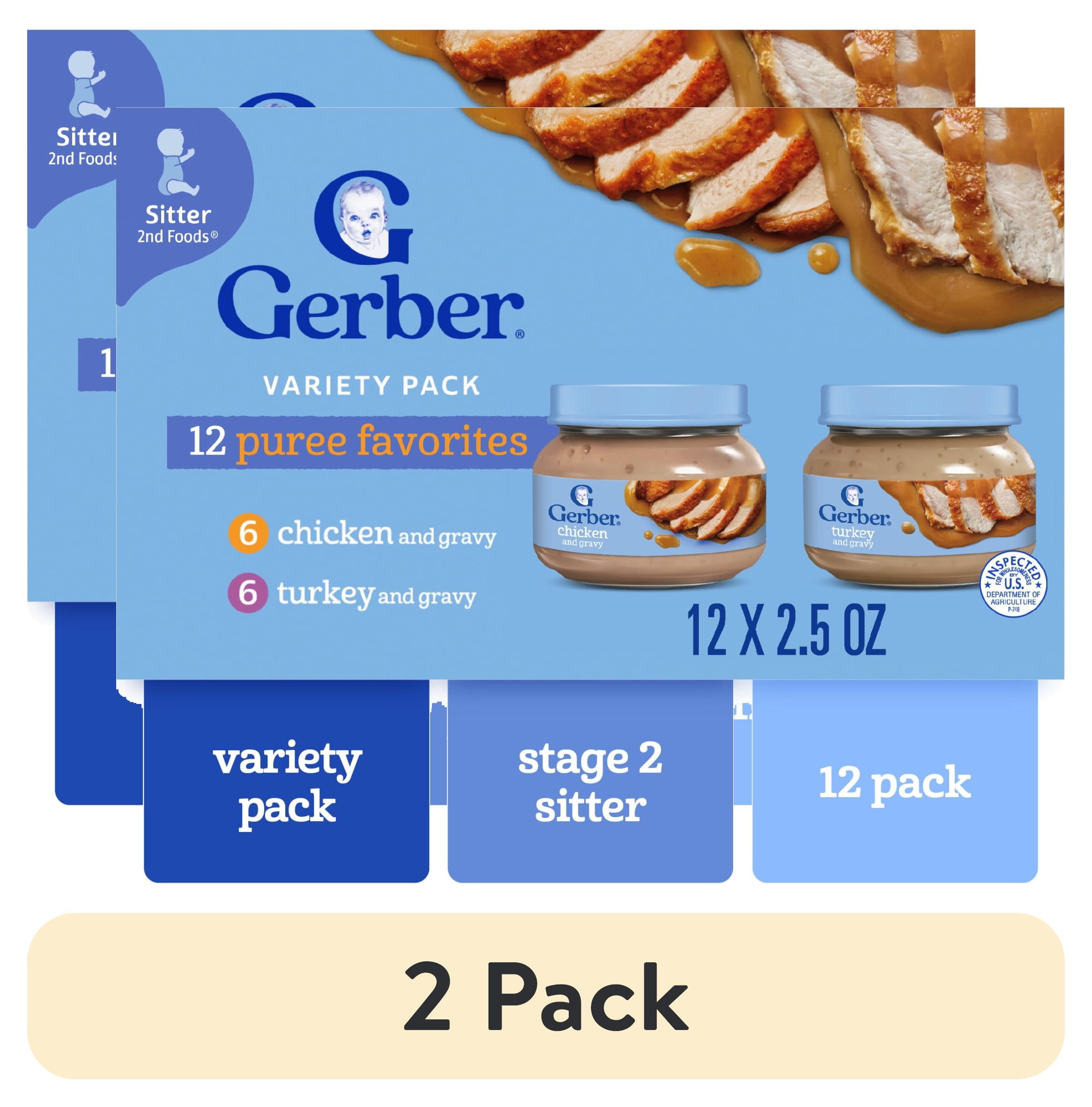 (2 pack) Gerber 2nd Foods Puree Favorites, Chicken and Turkey Baby Food ...