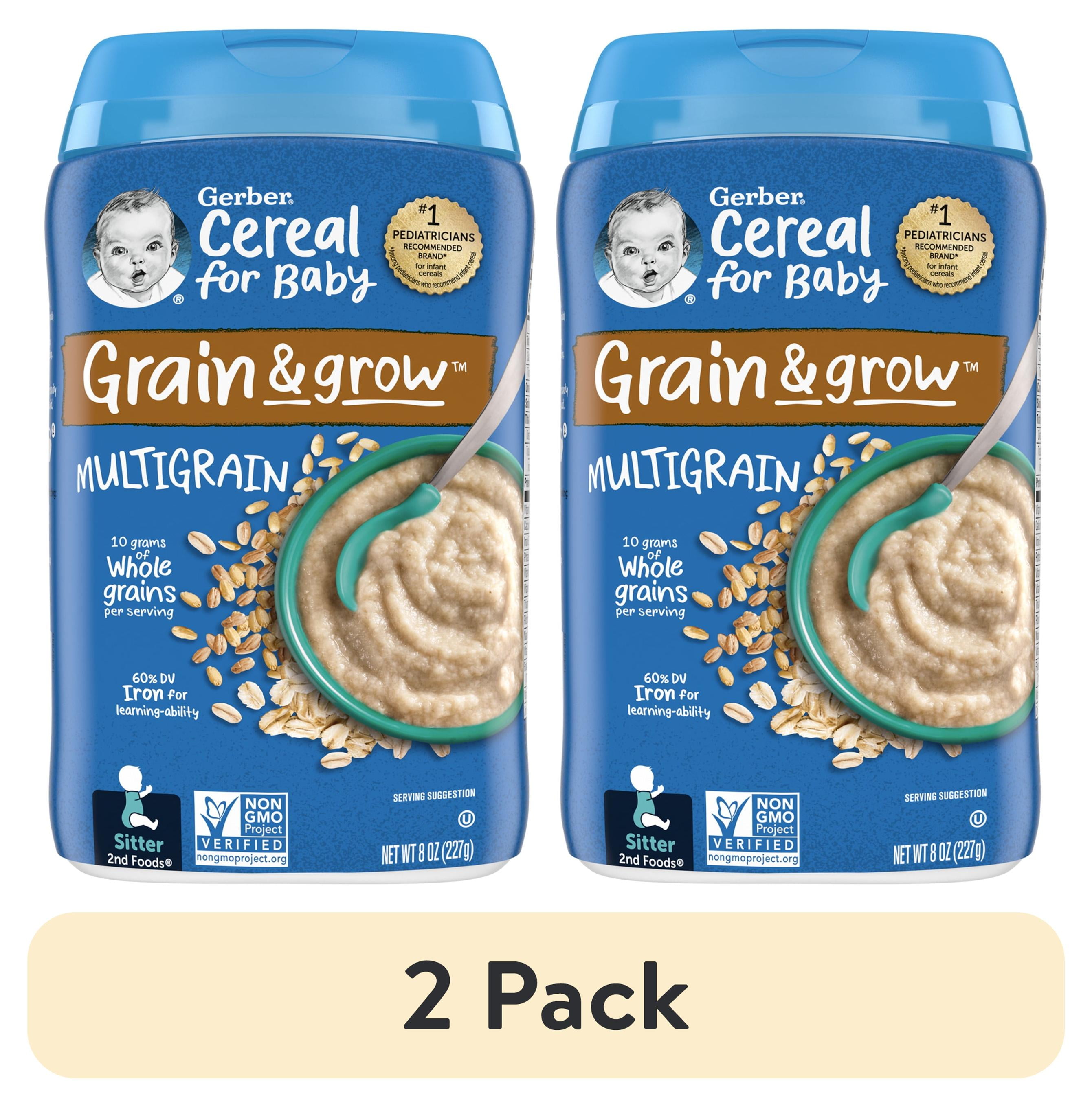 (2 pack) Gerber Stage 2 Baby Food, Multigrain Cereal, Whole Grains ...
