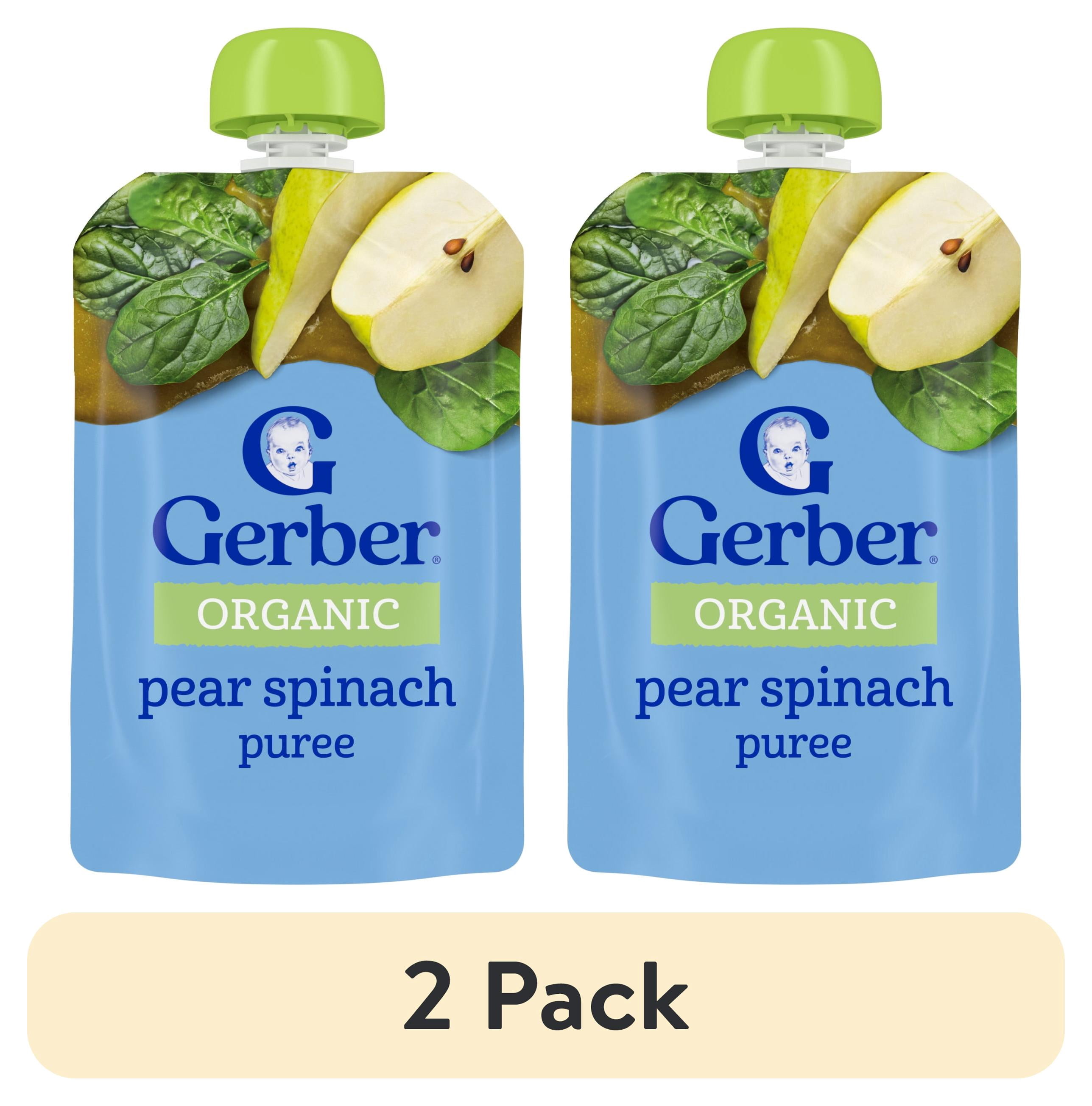 (2 pack) Gerber 2nd Foods, Organic Pear Spinach, 3.5 oz Pouch - Walmart.com