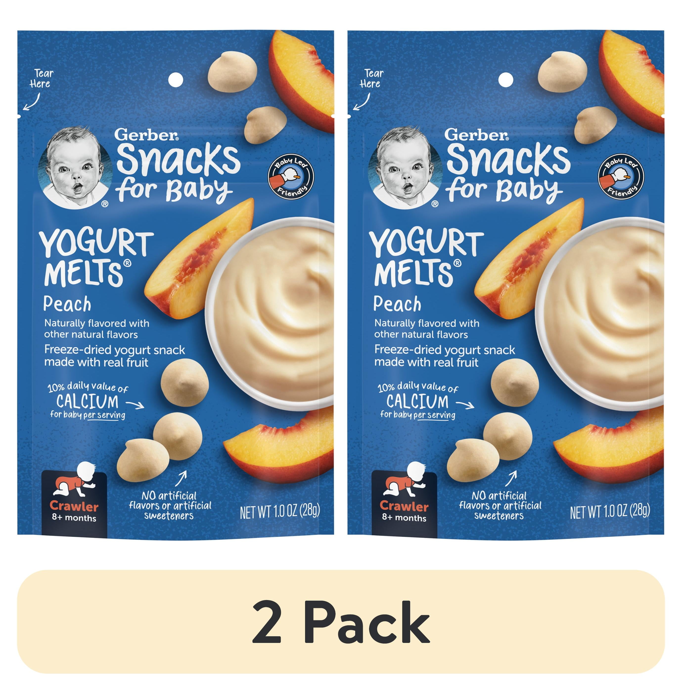 (2 pack) Gerber Stage 3 Baby Food Snacks, Peach Yogurt Melts, 1 oz Bag ...