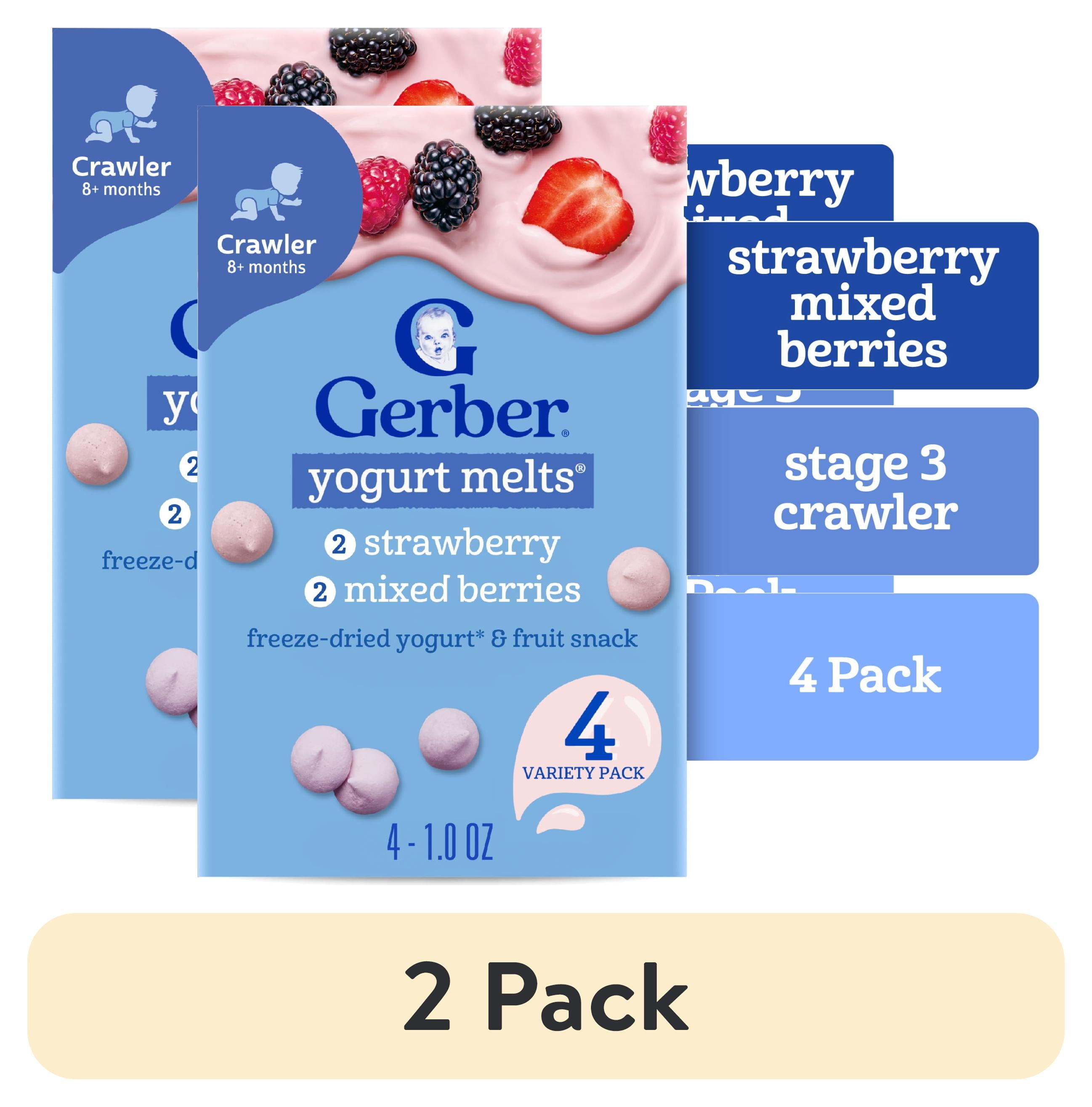 (2 pack) Gerber Snacks for Baby Yogurt Melts, Strawberry & Mixed Berry ...
