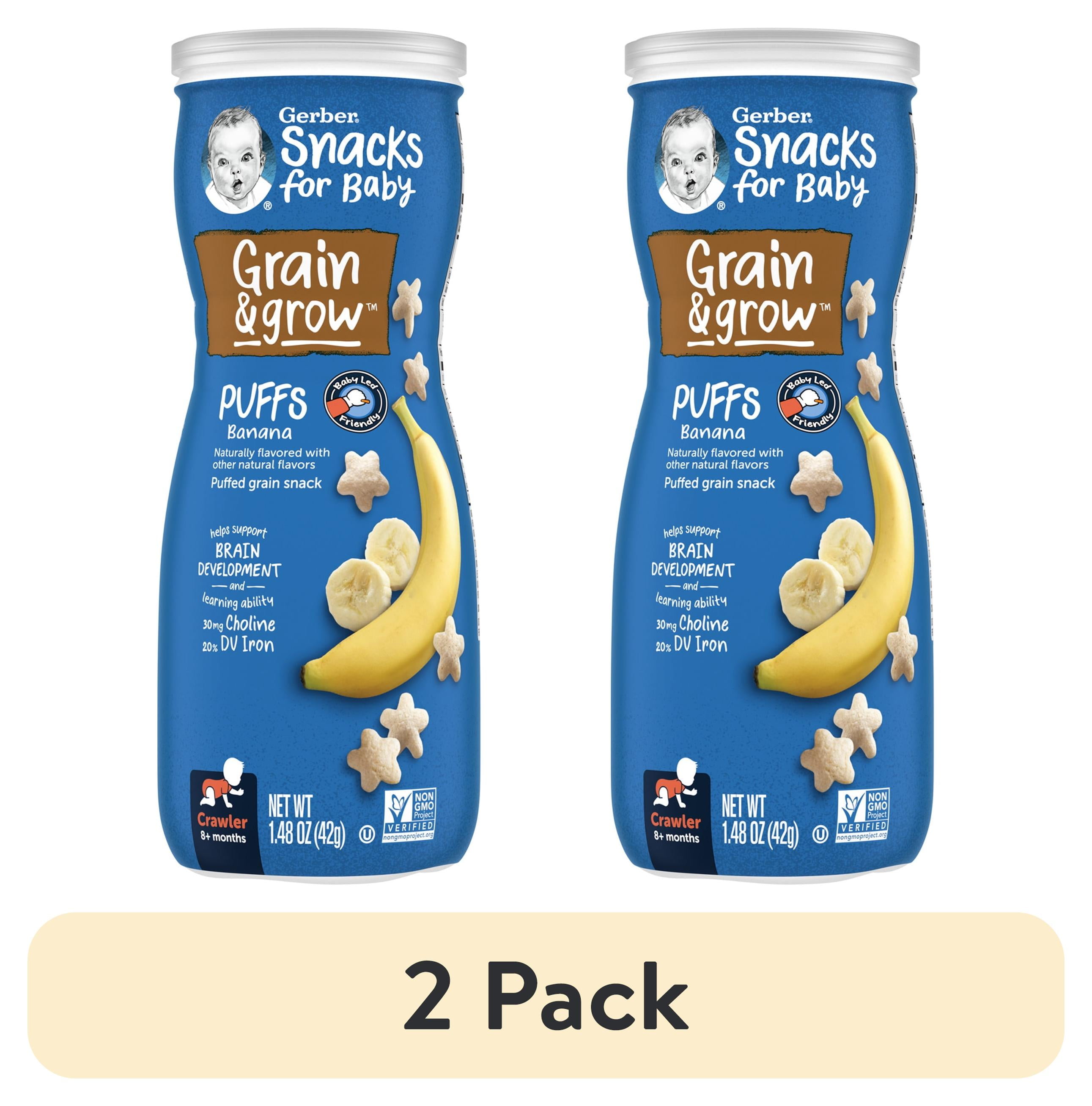 (2 pack) Gerber Stage 3 Baby Food, Banana Puffs, 1.48 oz Canister ...