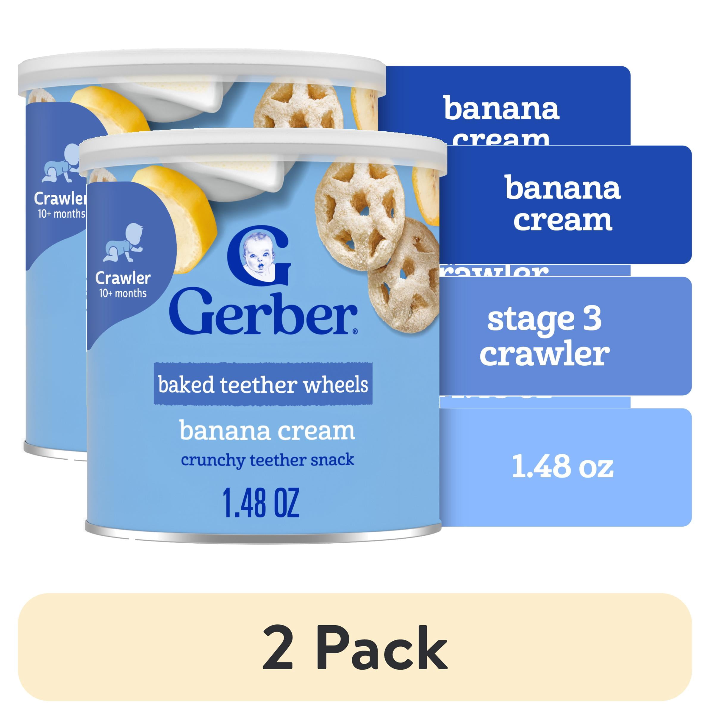 (2 pack) Gerber Snacks for Baby Teether Wheels, Banana Cream, 1.48 oz ...