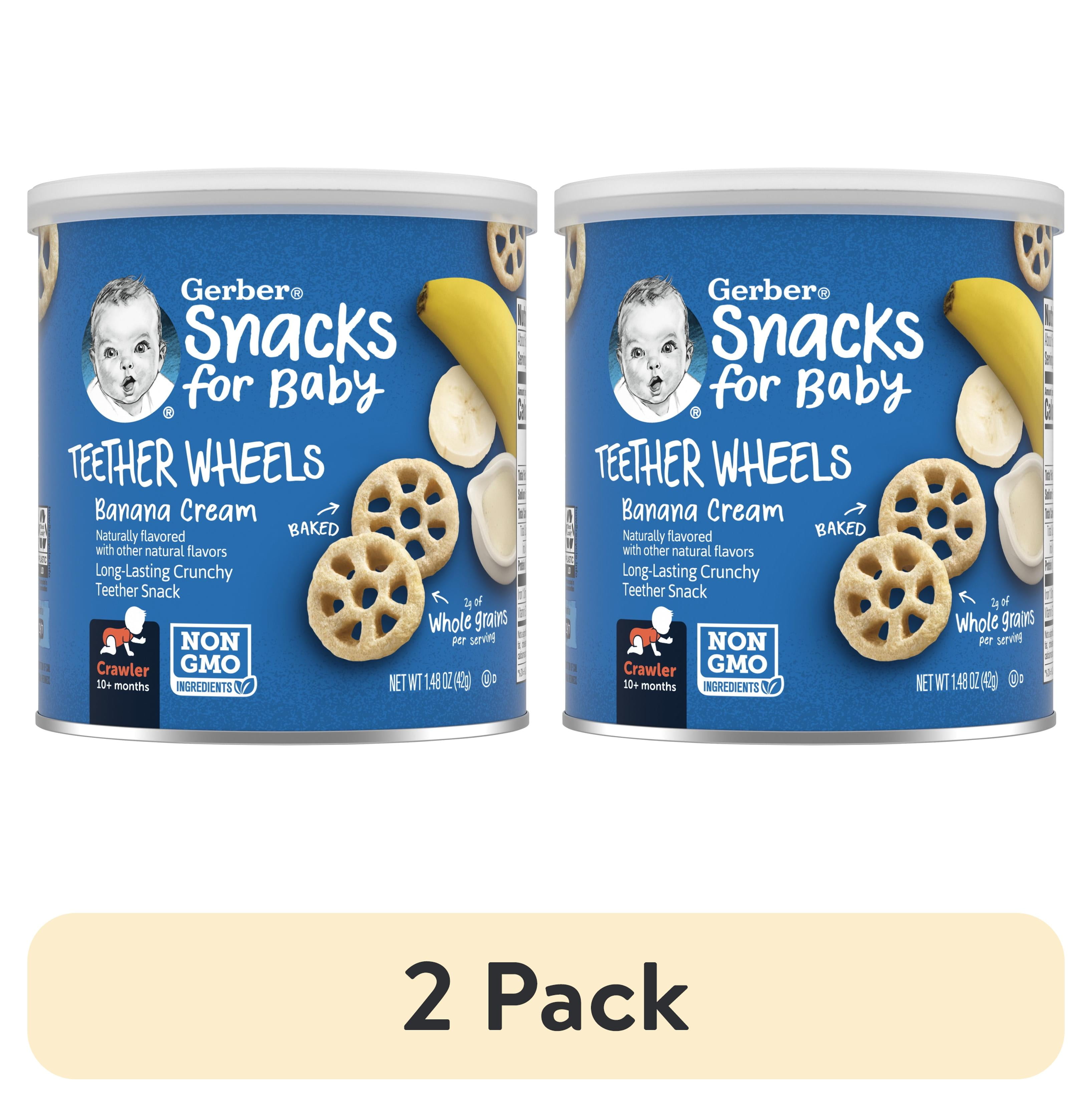 (2 pack) Gerber Stage 3 Teether Wheels Baby Food, Banana Cream, 1.48 oz ...