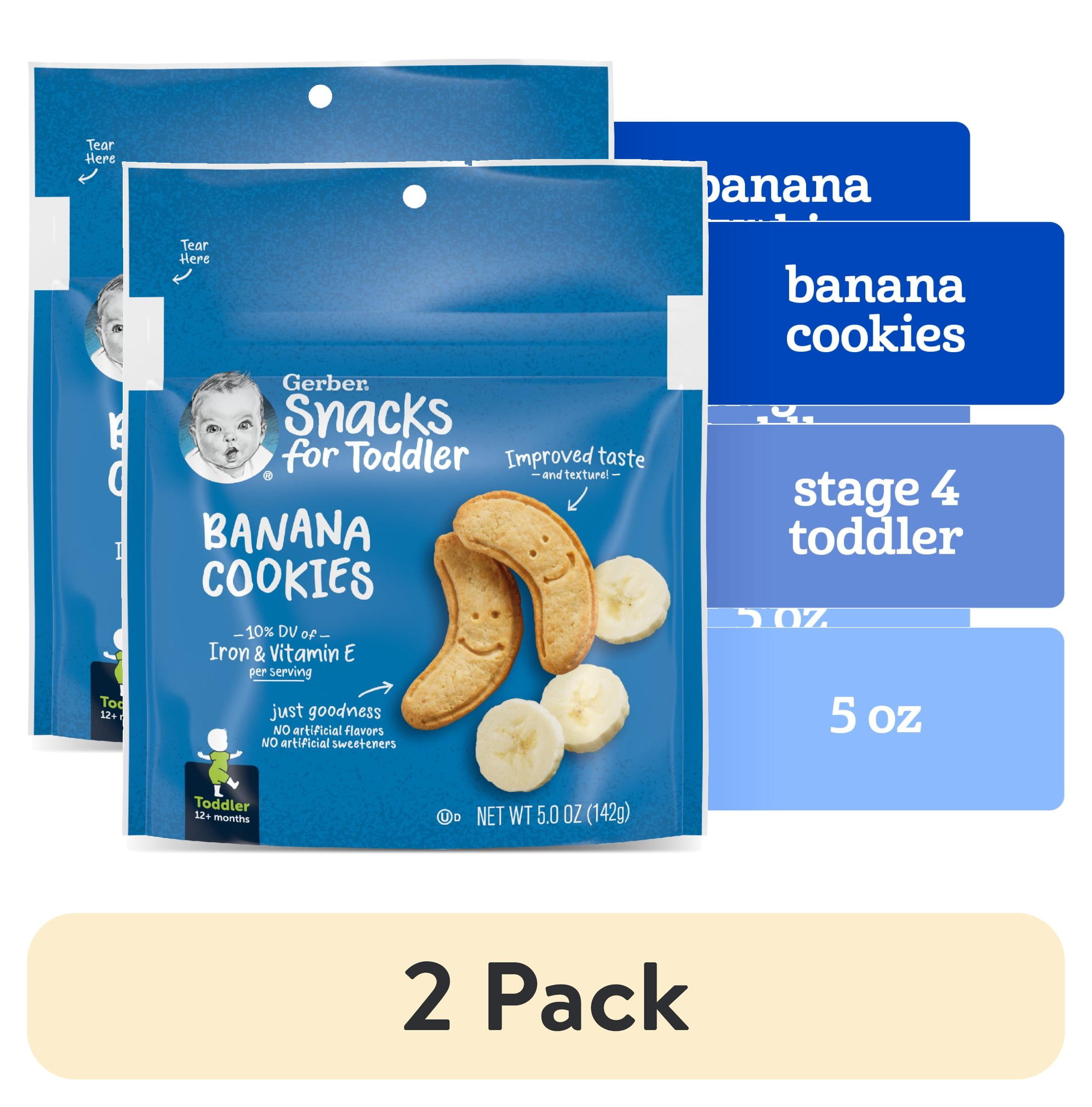 (2 pack) Gerber Toddler Snacks, Banana Cookies, Toddler Cookies, Finger ...