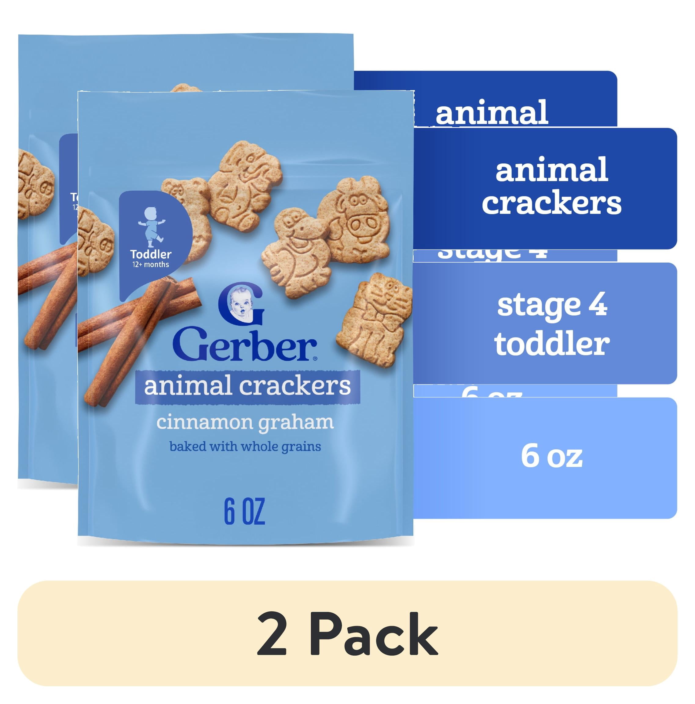 (2 pack) Gerber Toddler Snacks for Baby, Cinnamon Graham Animal ...