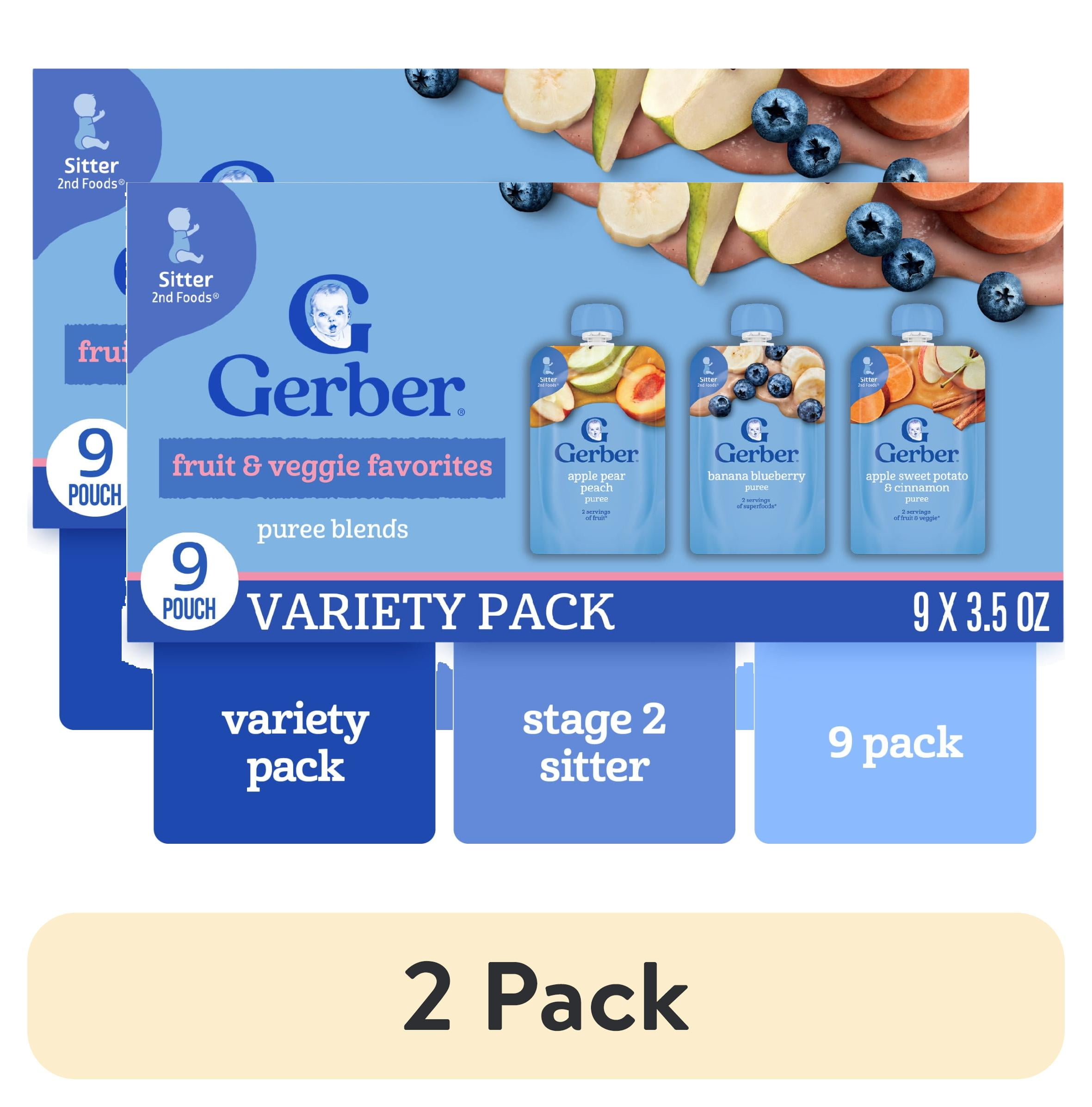 (2 pack) Gerber Fruit & Veggie Favorites, Toddler Food Variety Pack, 3. ...